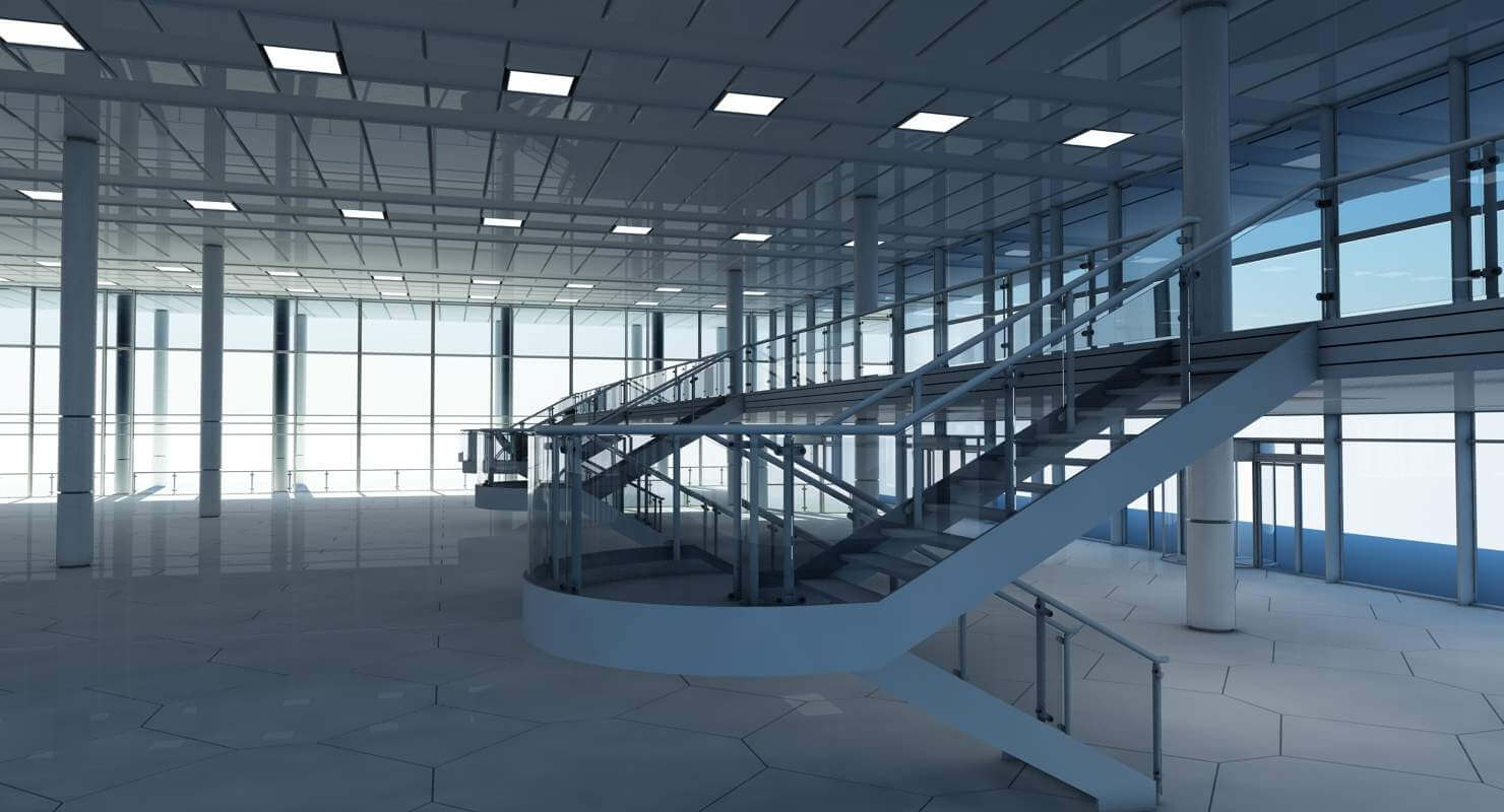 Modern Glass Building Interior And Exterior - 3D Model by Giimann