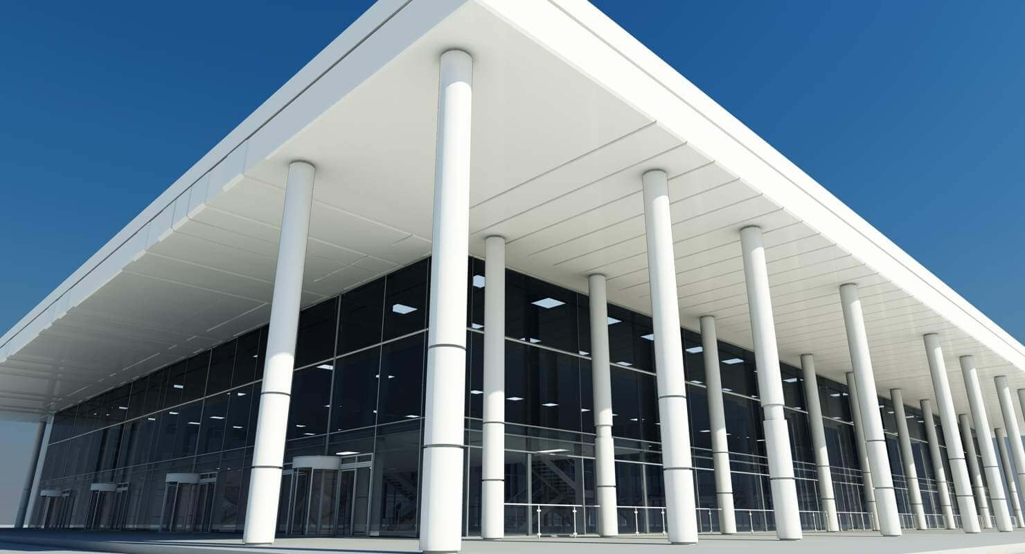 Modern Glass Building Interior And Exterior - 3D Model by Giimann