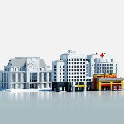 Public Buildings Symbol Collection 1 - 3D Model by Giimann