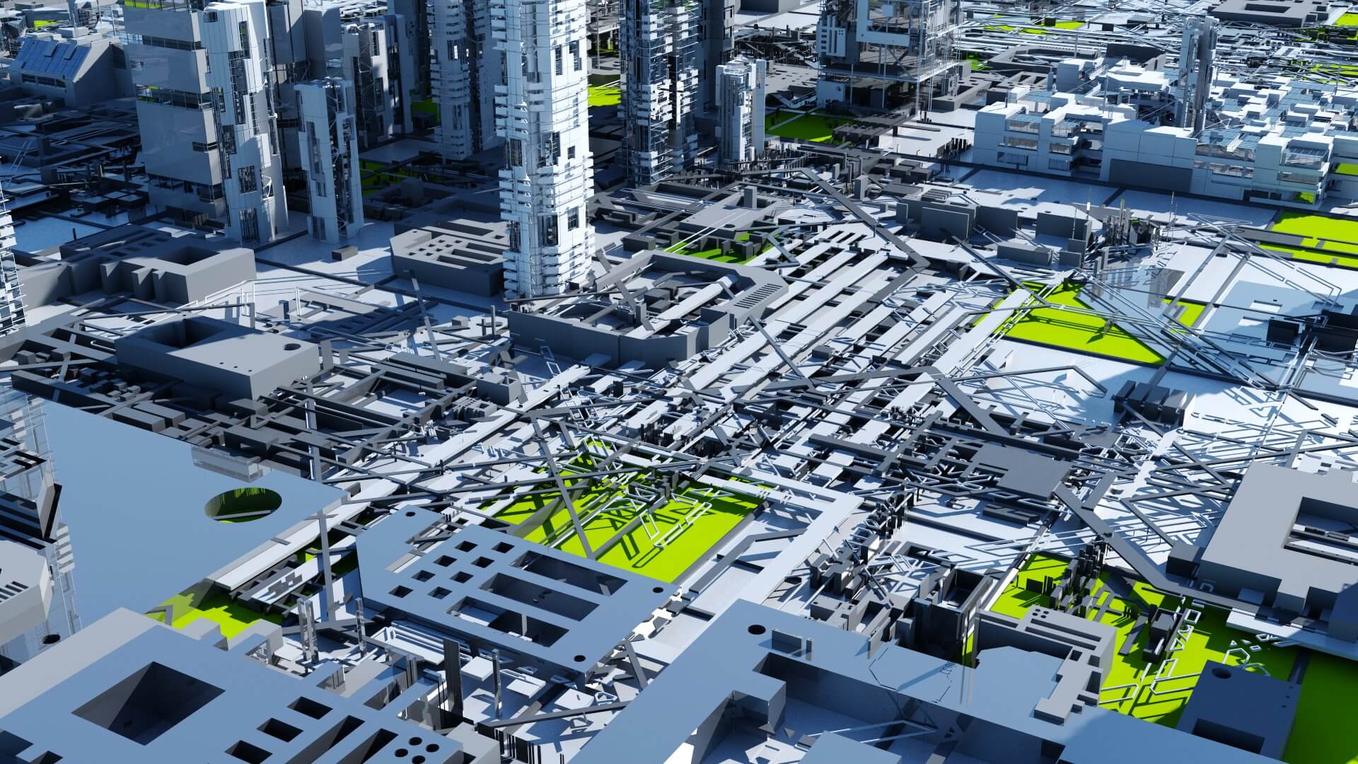 Sci-Fi Tech City 3D Model by Giimann