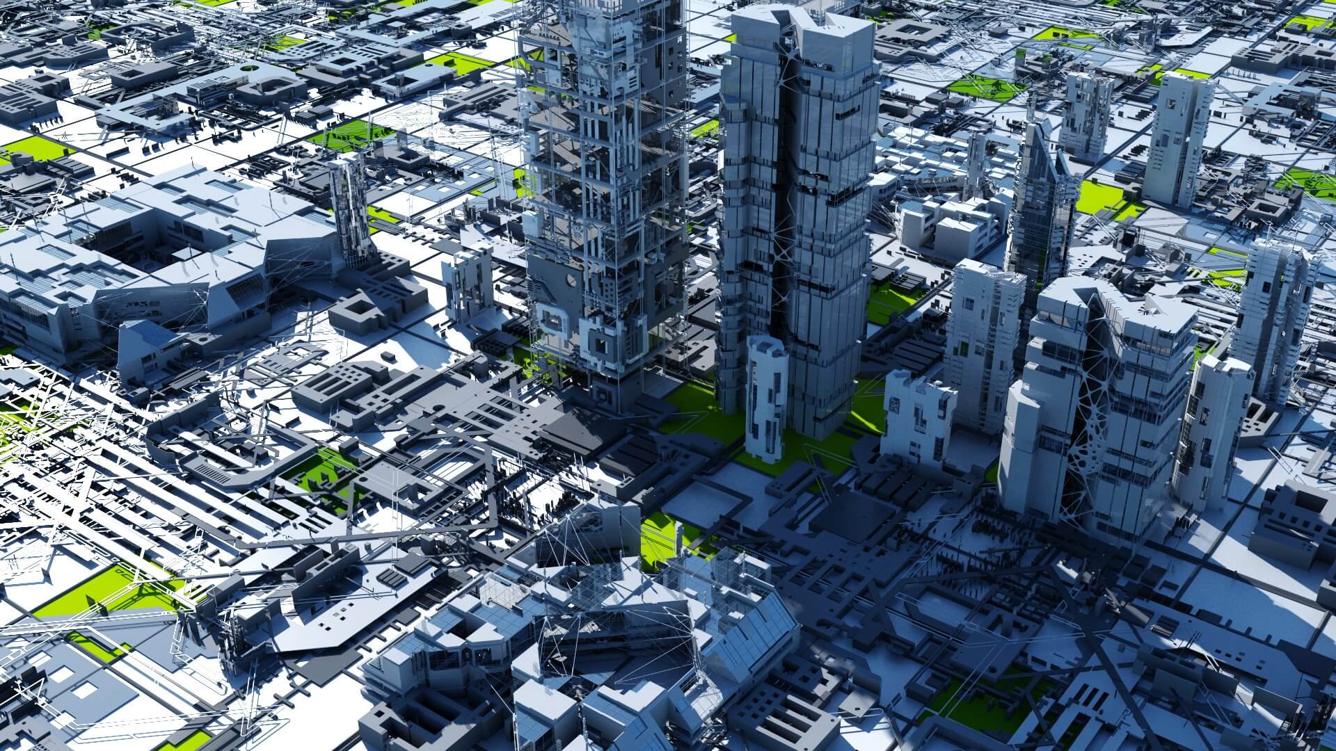 Sci-Fi Tech City 3D Model by Giimann