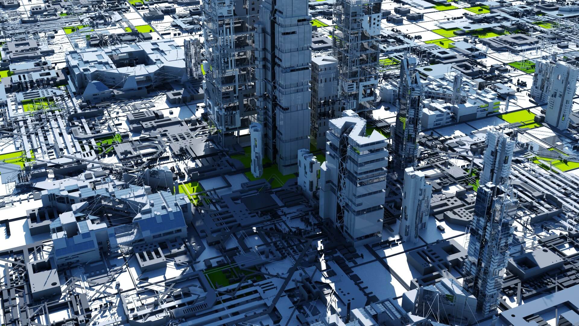Sci-Fi Tech City 3D Model by Giimann