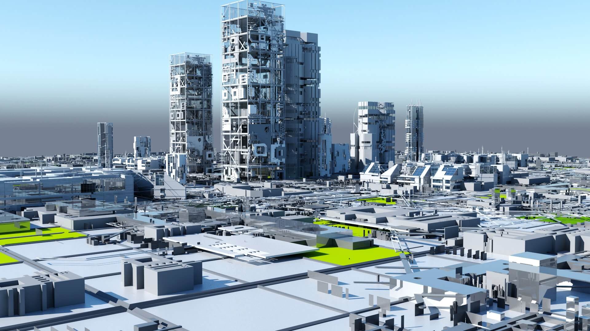 Sci-Fi Tech City 3D Model by Giimann