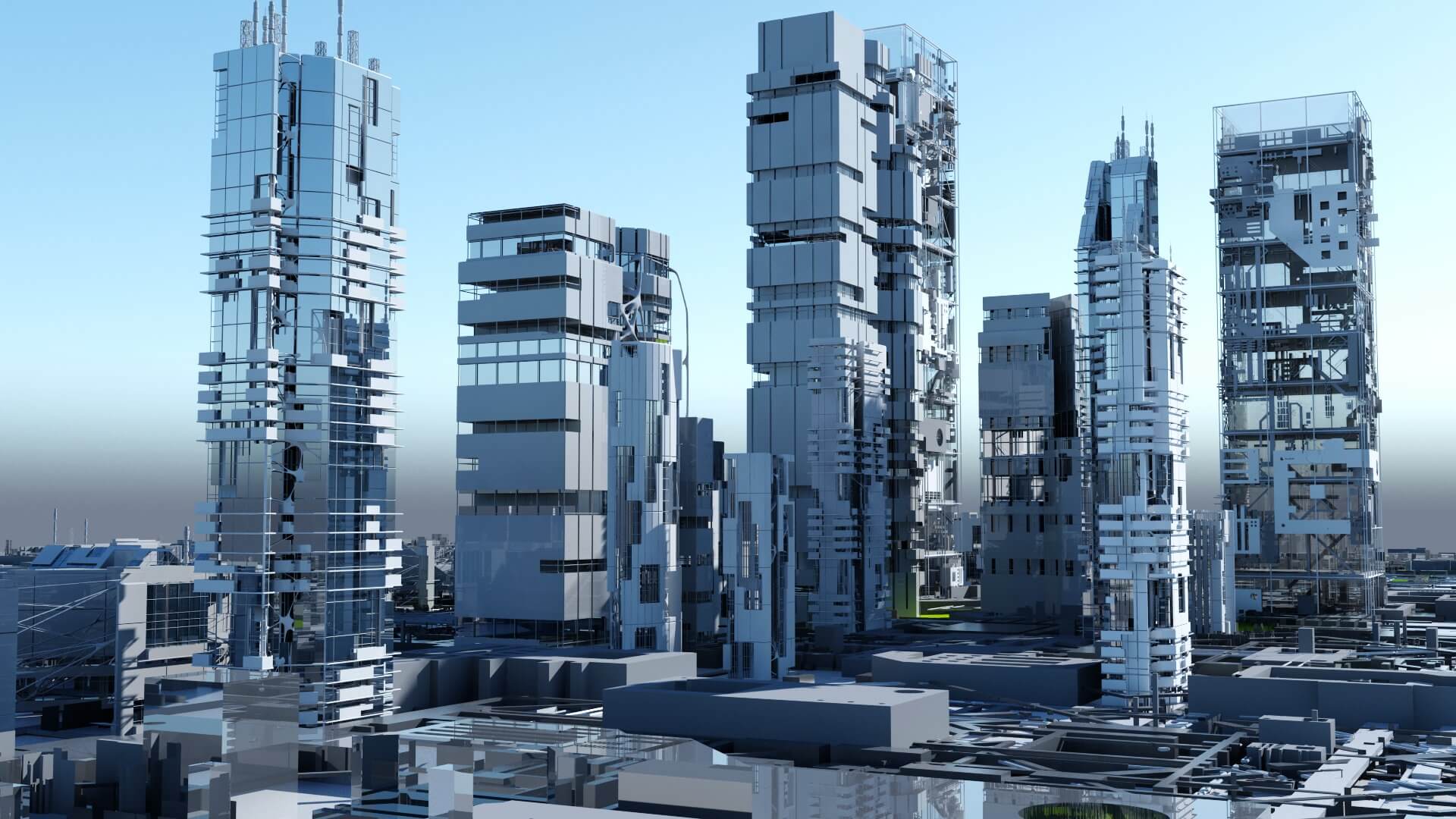 Sci-Fi Tech City 3D Model by Giimann