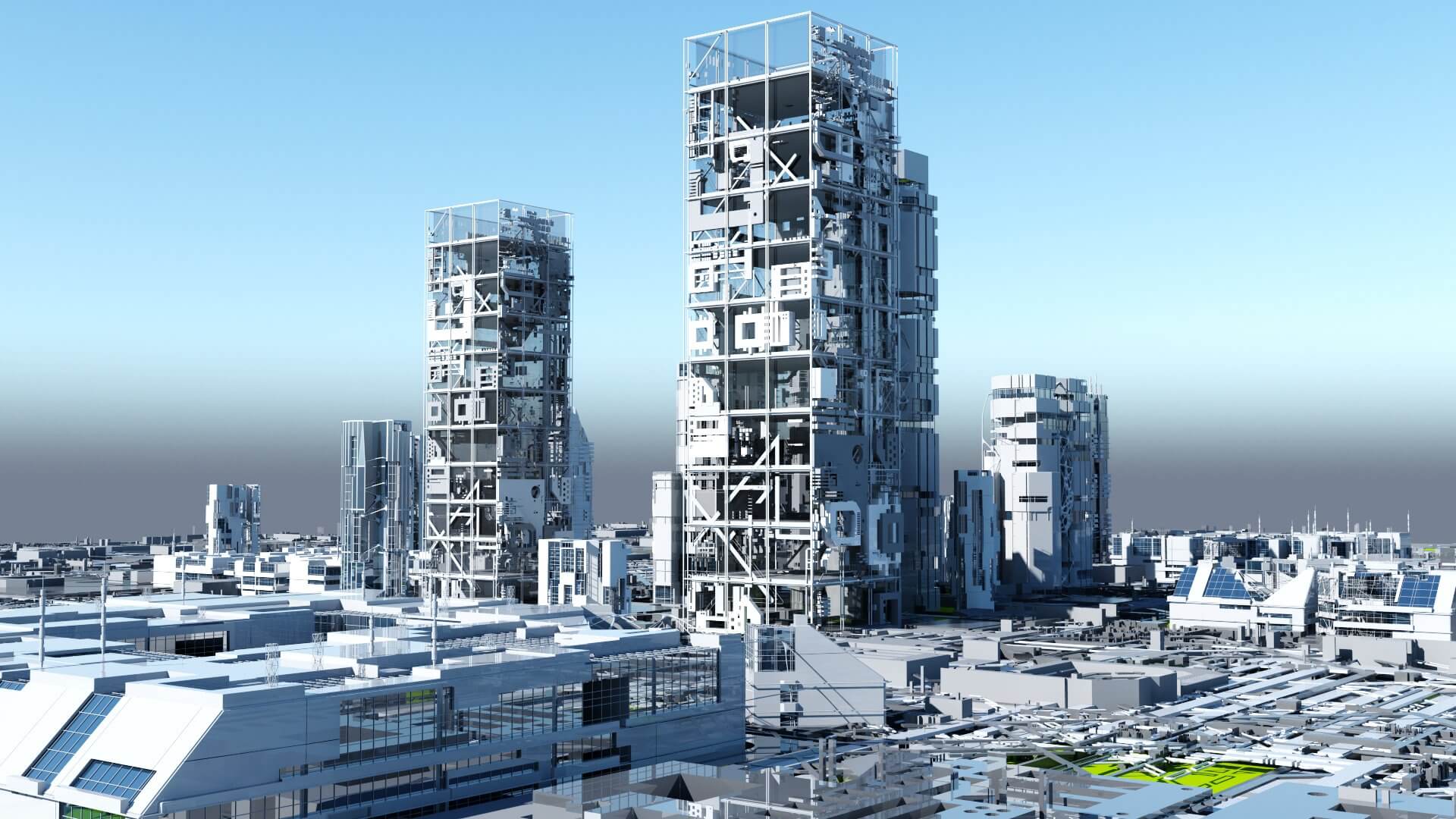 Sci-Fi Tech City 3D Model by Giimann