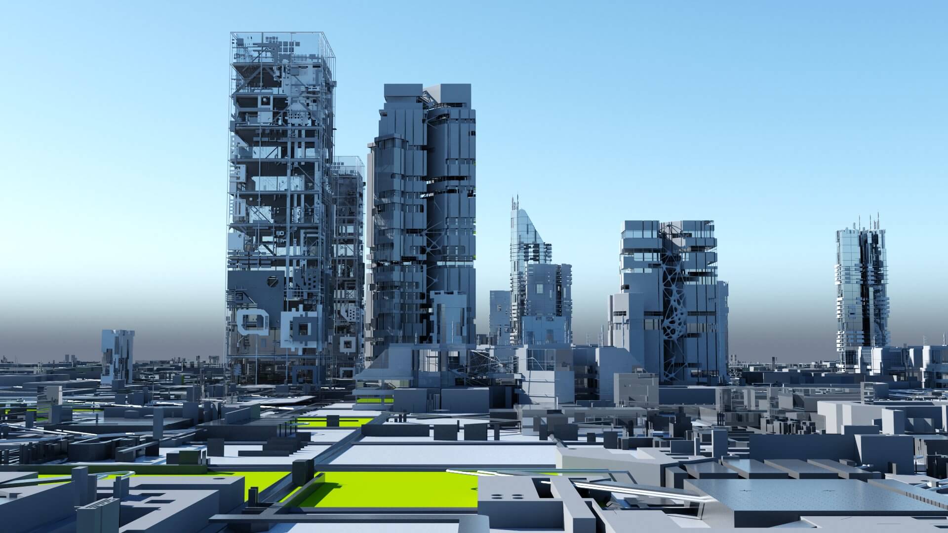 Sci-Fi Tech City 3D Model by Giimann