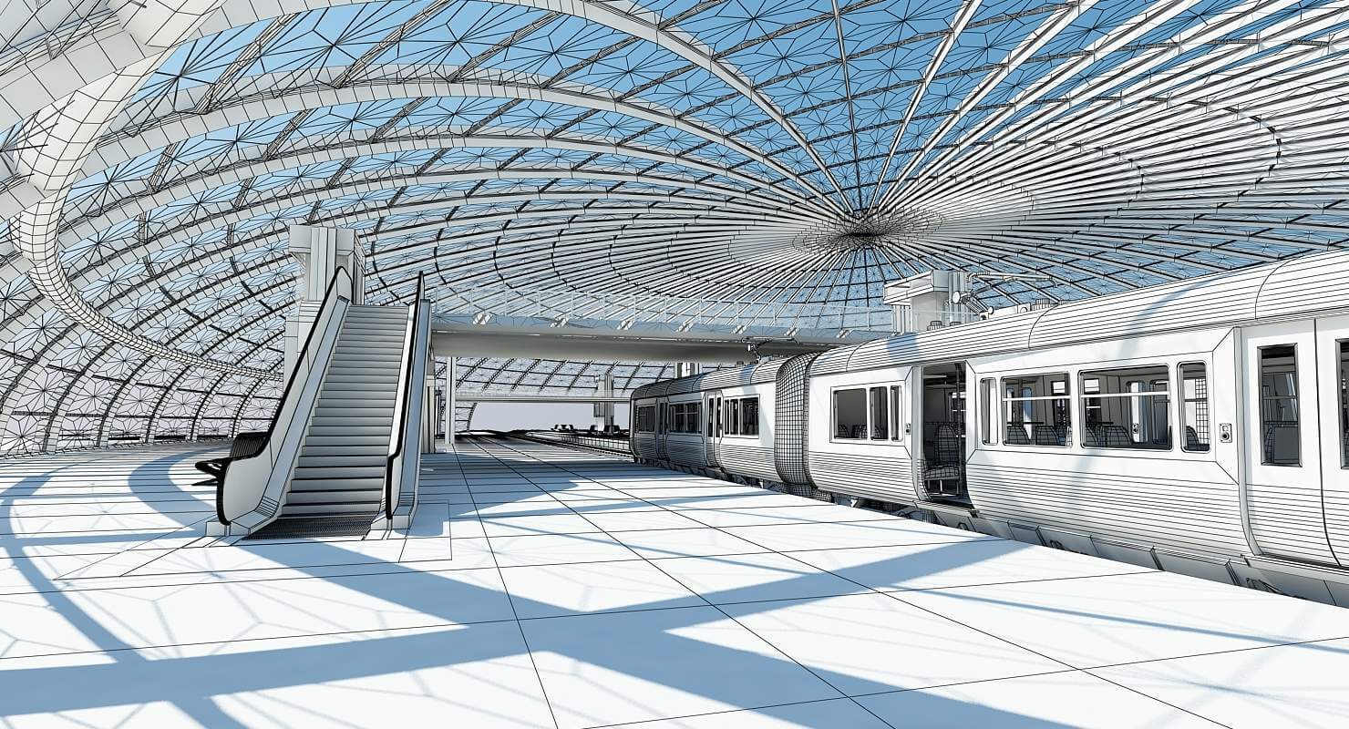 Train Station Building Interior - 3D Model by Giimann
