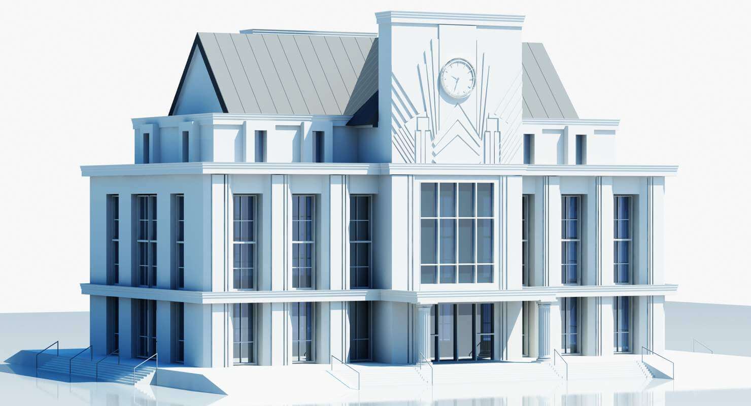 Train Station Clock Building - 3D Model by Giimann