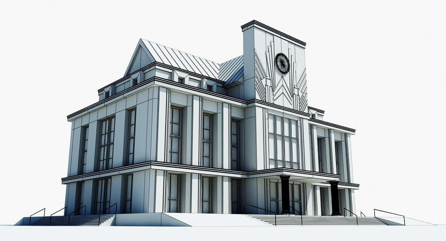 Train Station Clock Building - 3D Model by Giimann
