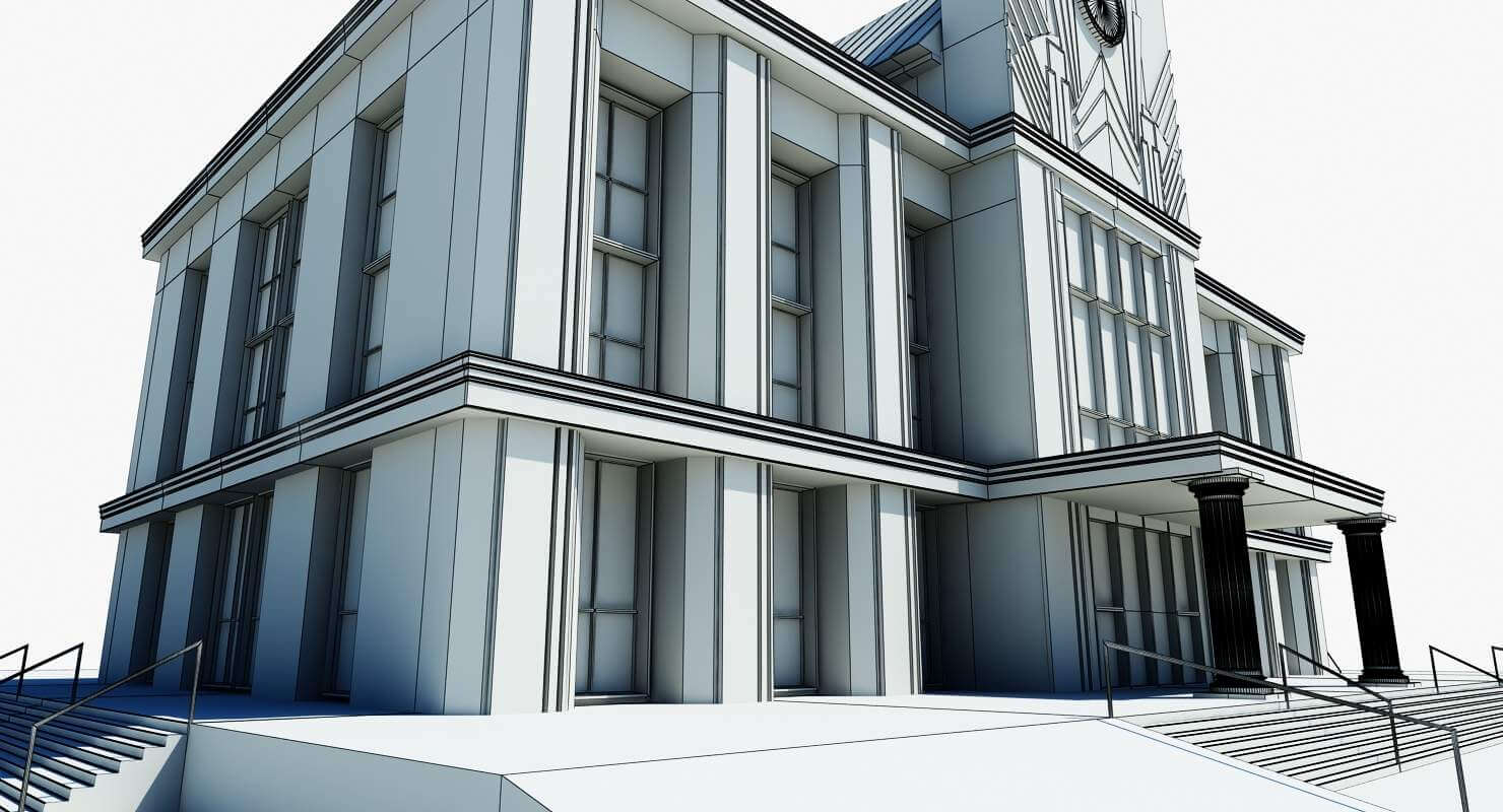 Train Station Clock Building - 3D Model by Giimann