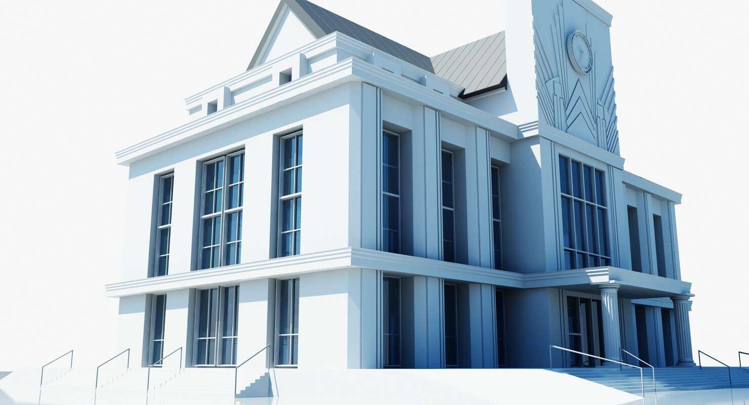 Train Station Clock Building - 3D Model by Giimann