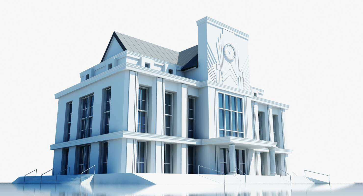Train Station Clock Building - 3D Model by Giimann