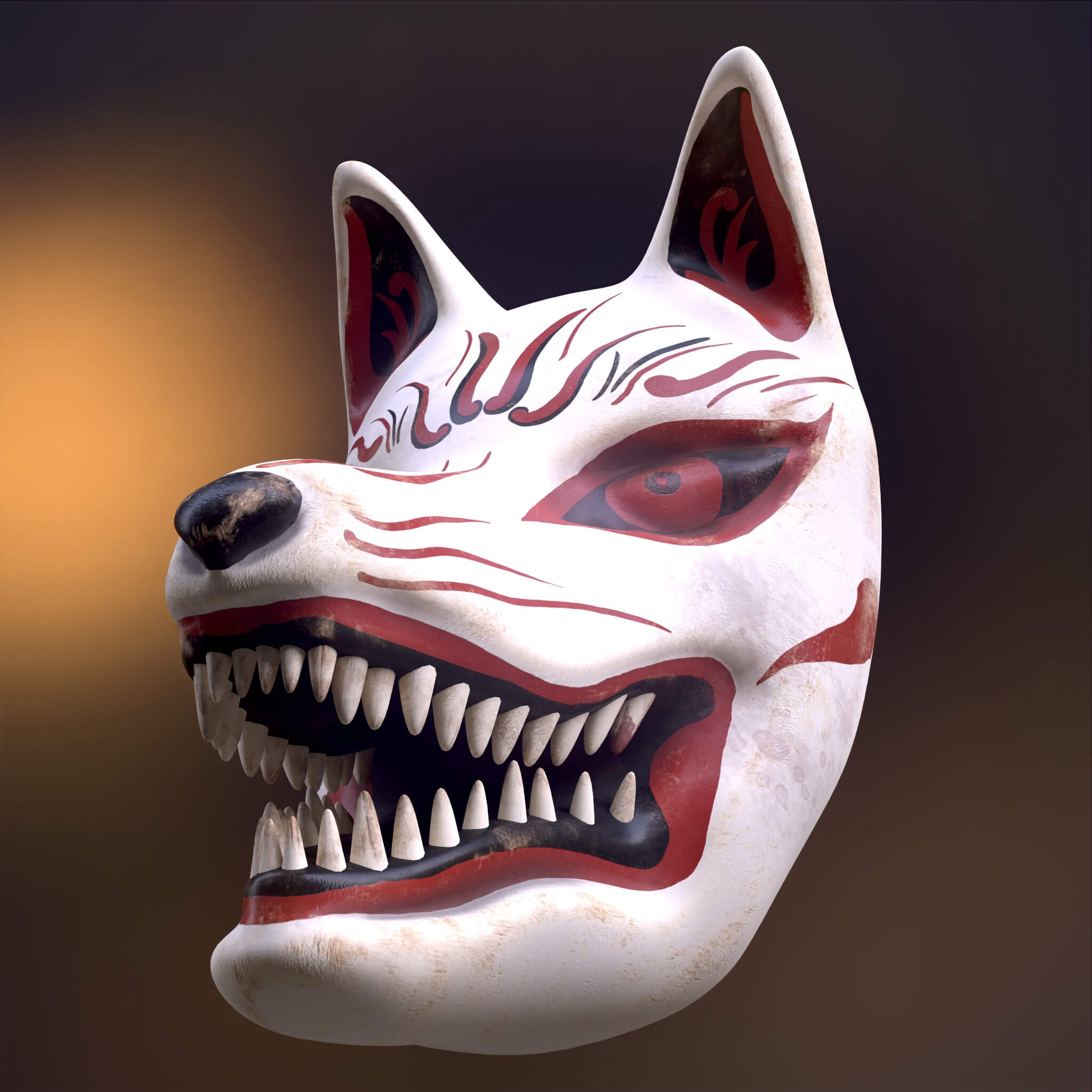 Japanese Kitsune Fox Mask - 3D Model by Gilded 8