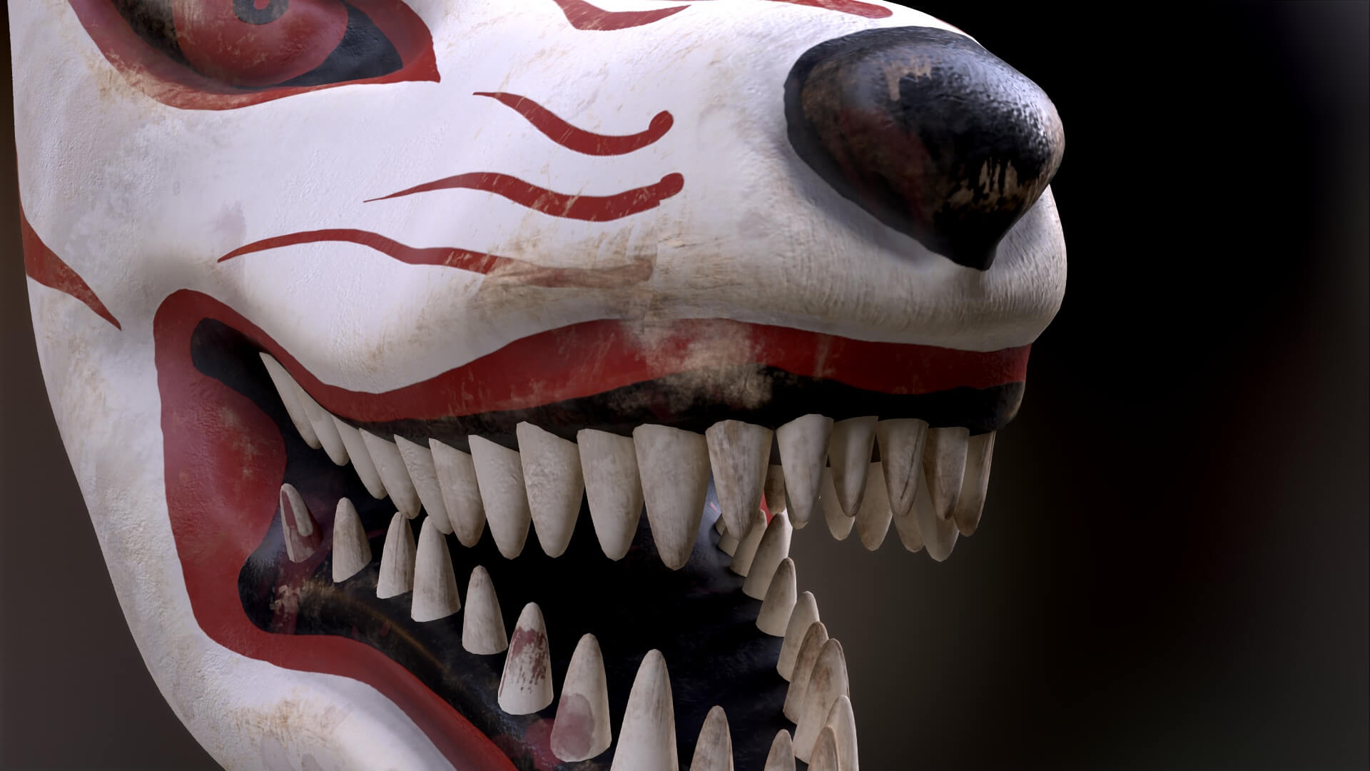 Japanese Kitsune Fox Mask - 3D Model by Gilded 8