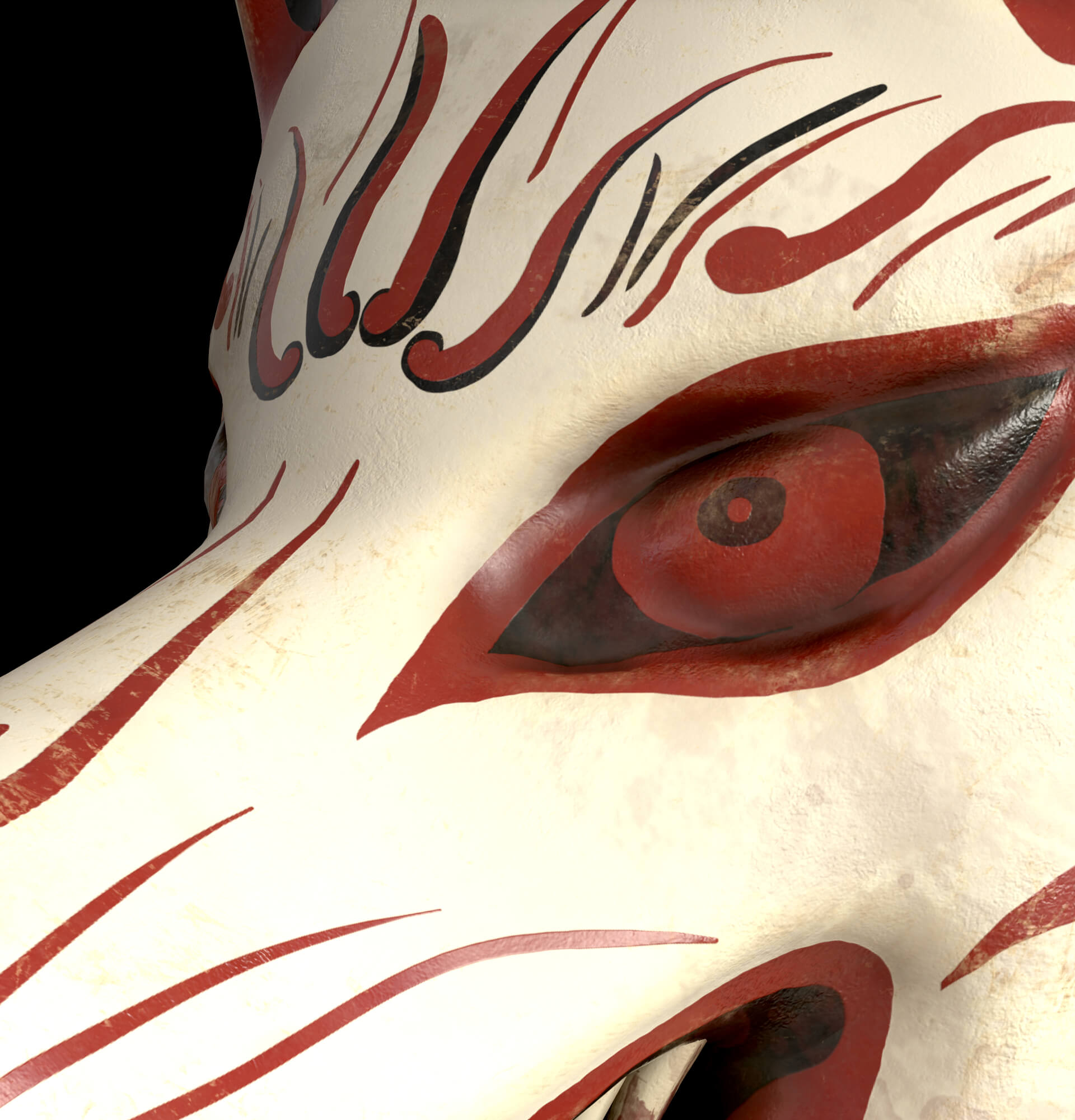 Japanese Kitsune Fox Mask - 3D Model by Gilded 8