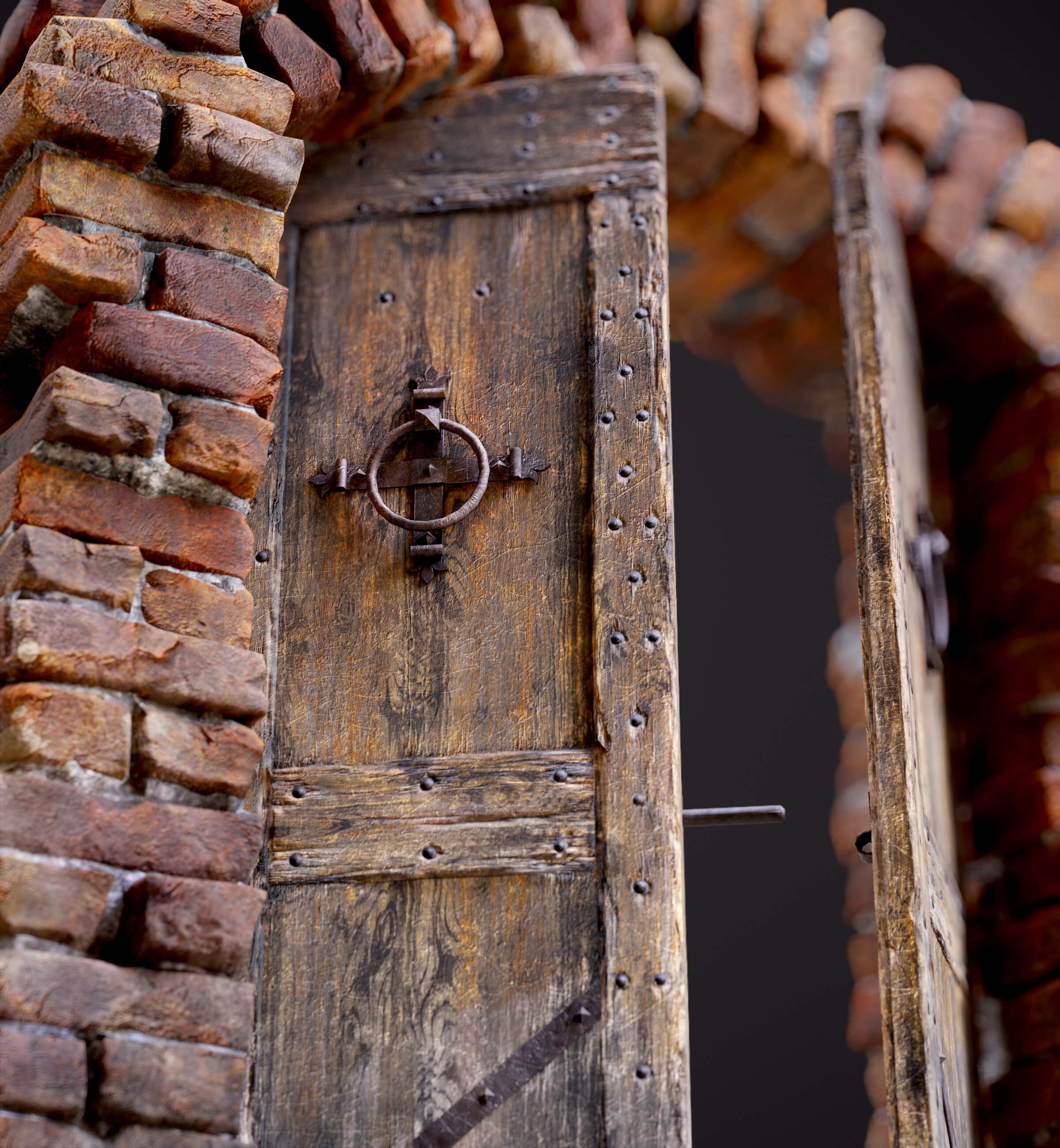Old Medieval Door with Brick Arch - 3D Model by Gilded 8