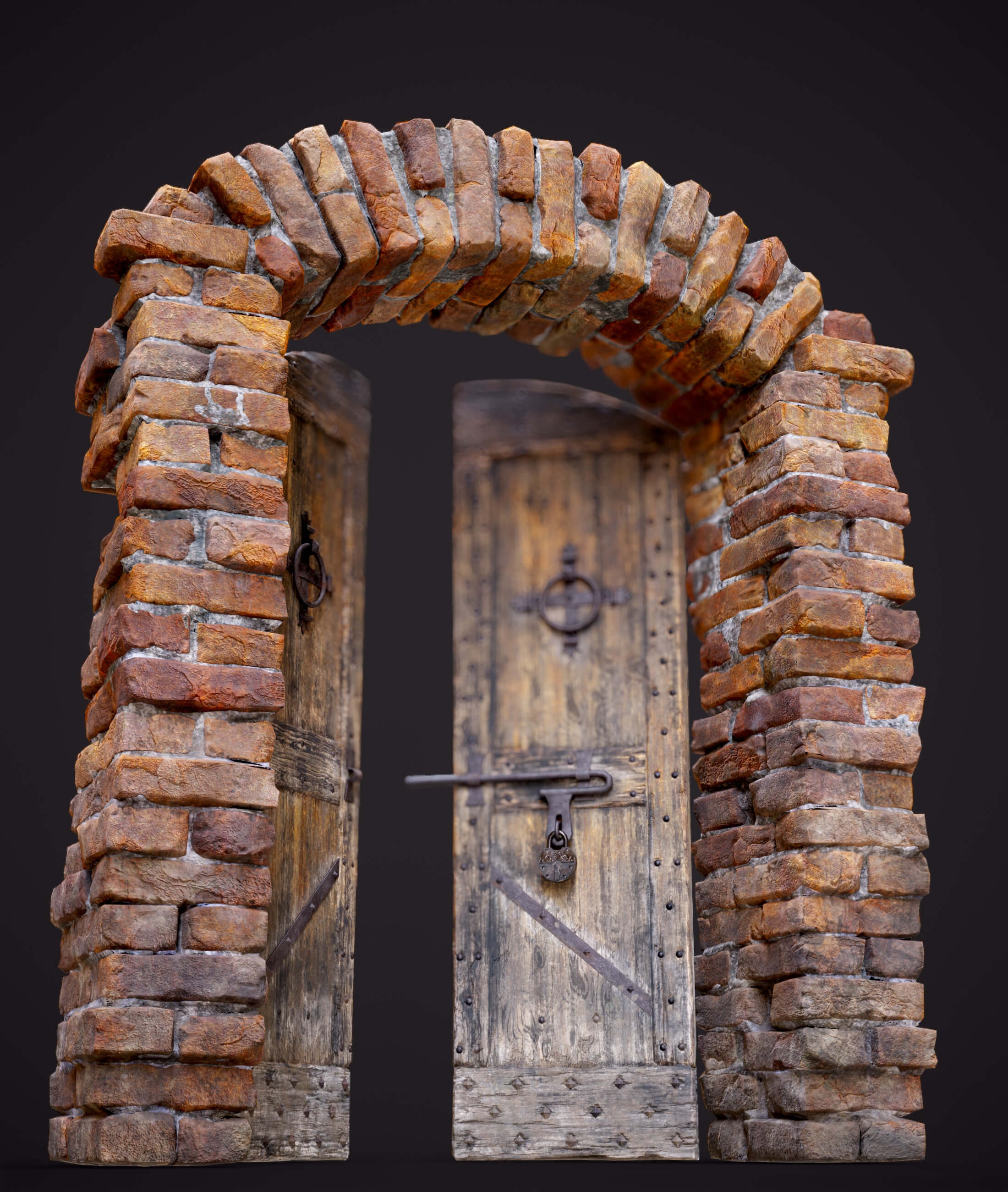 Old Medieval Door with Brick Arch - 3D Model by Gilded 8