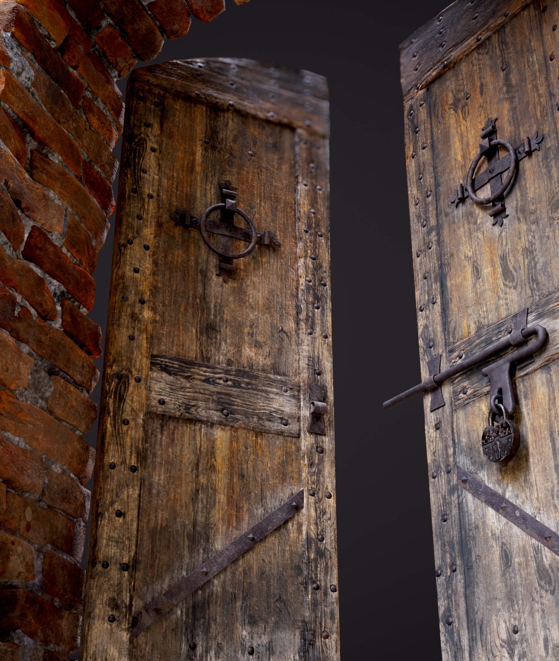 Old Medieval Door with Brick Arch - 3D Model by Gilded 8