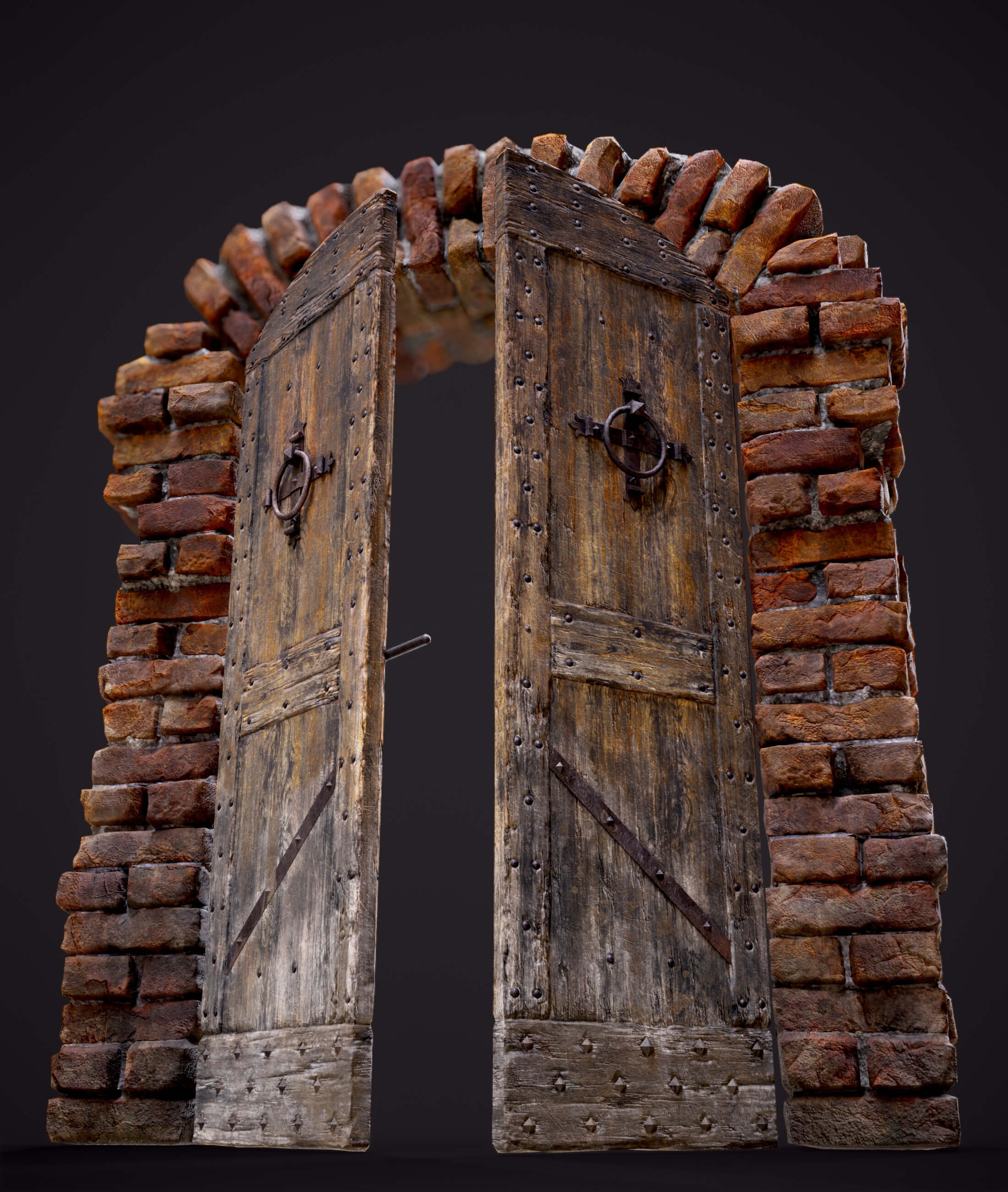 Old Medieval Door with Brick Arch - 3D Model by Gilded 8