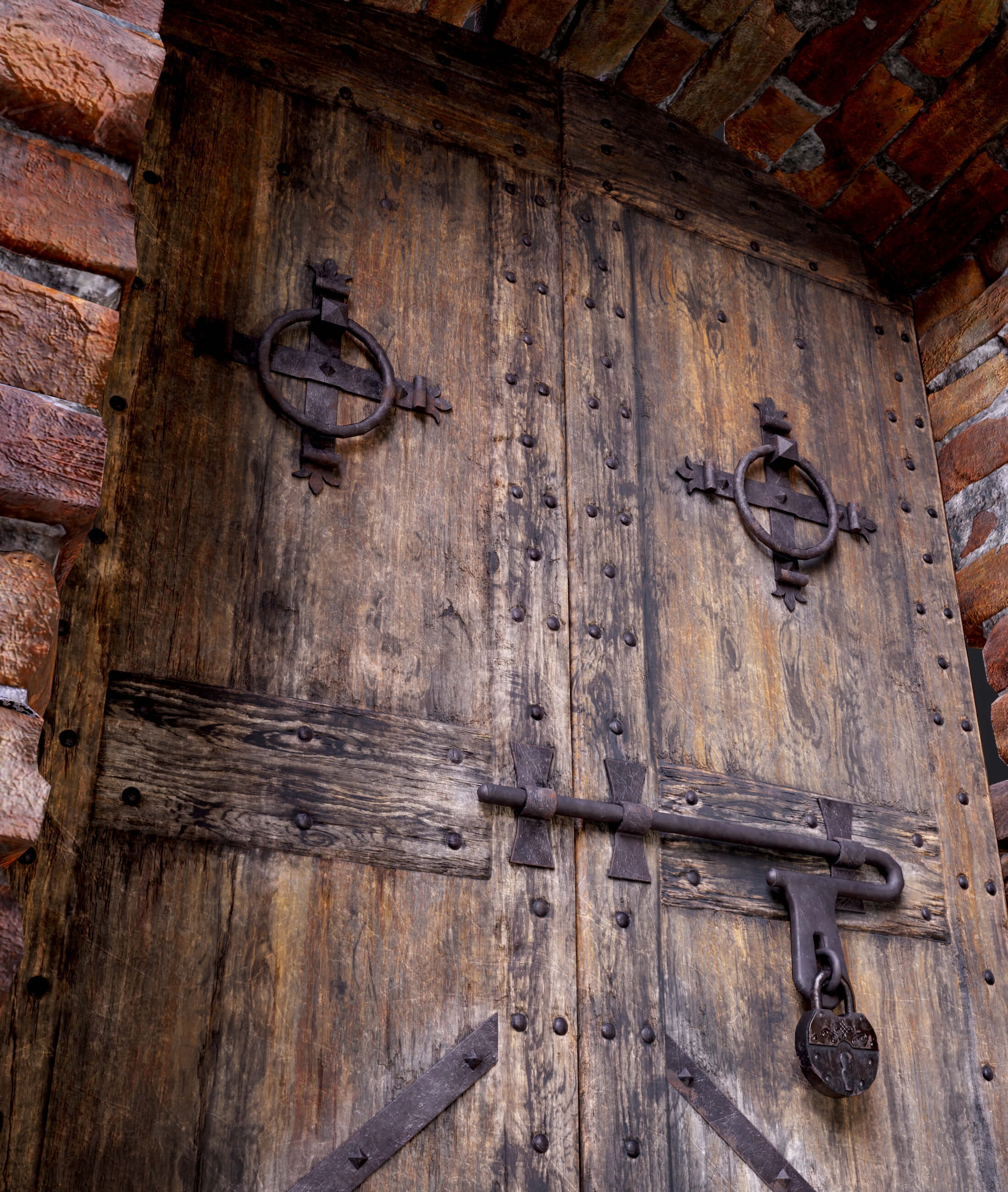 Old Medieval Door with Brick Arch - 3D Model by Gilded 8