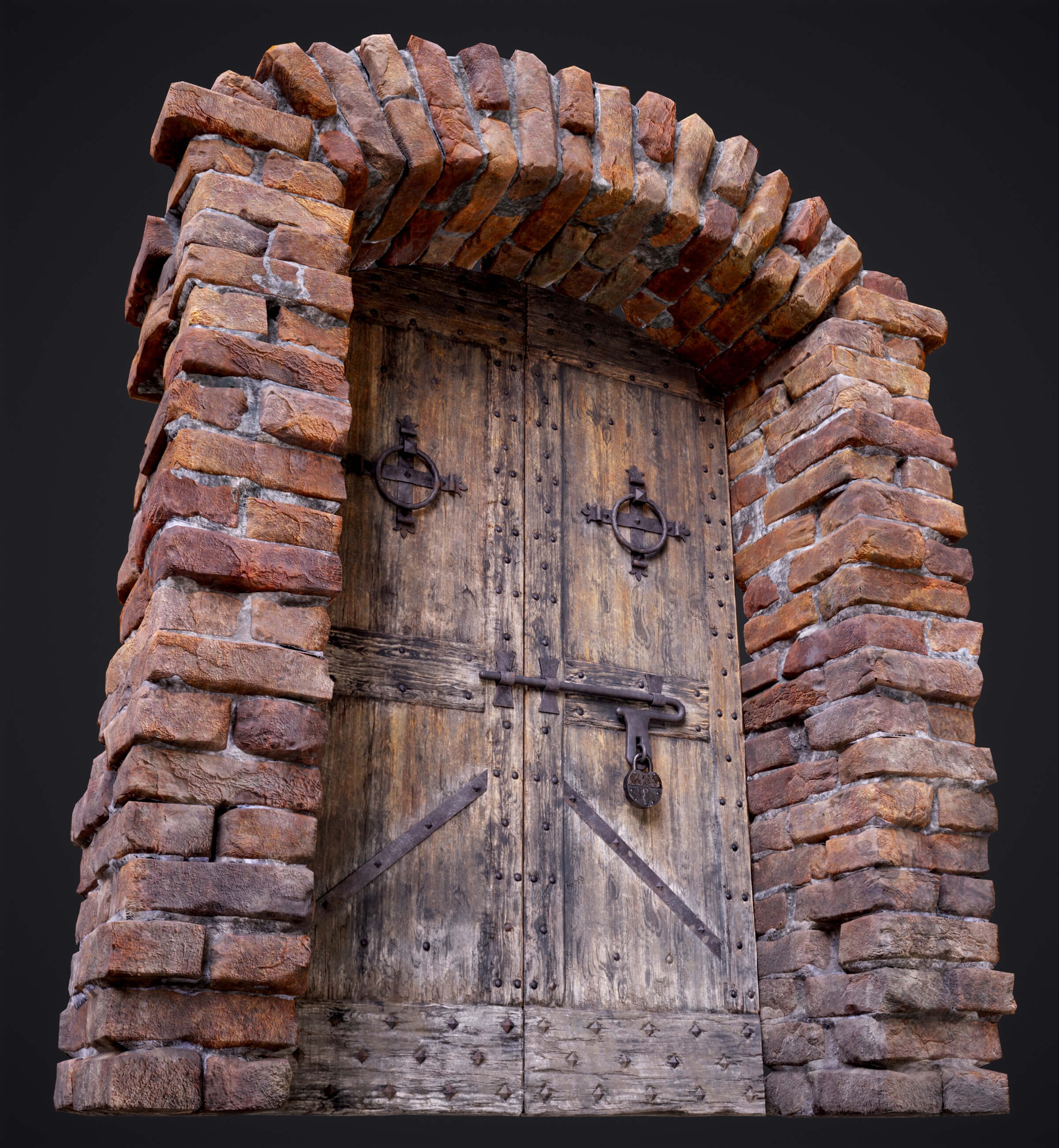Old Medieval Door with Brick Arch - 3D Model by Gilded 8