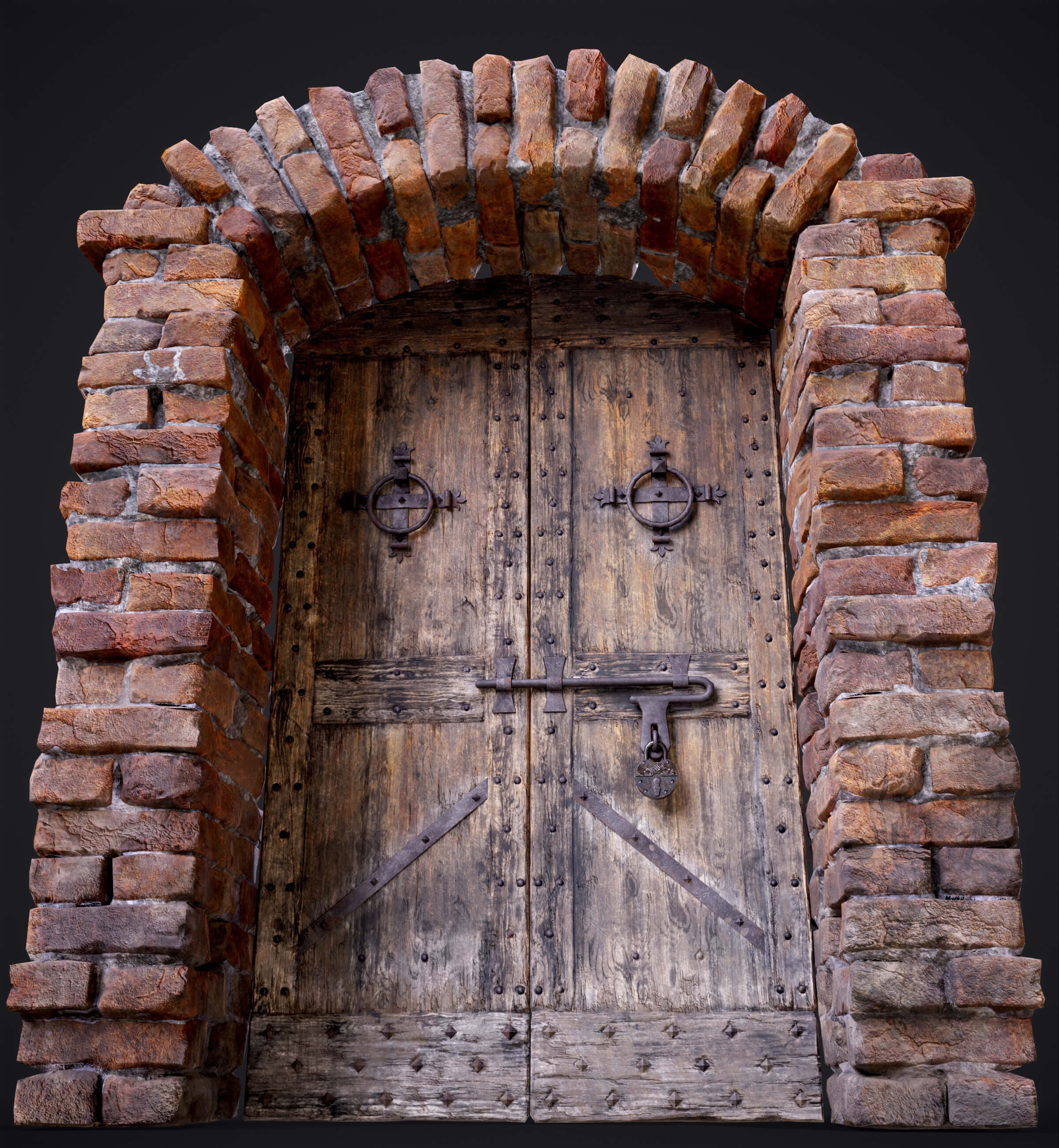 Old Medieval Door with Brick Arch - 3D Model by Gilded 8