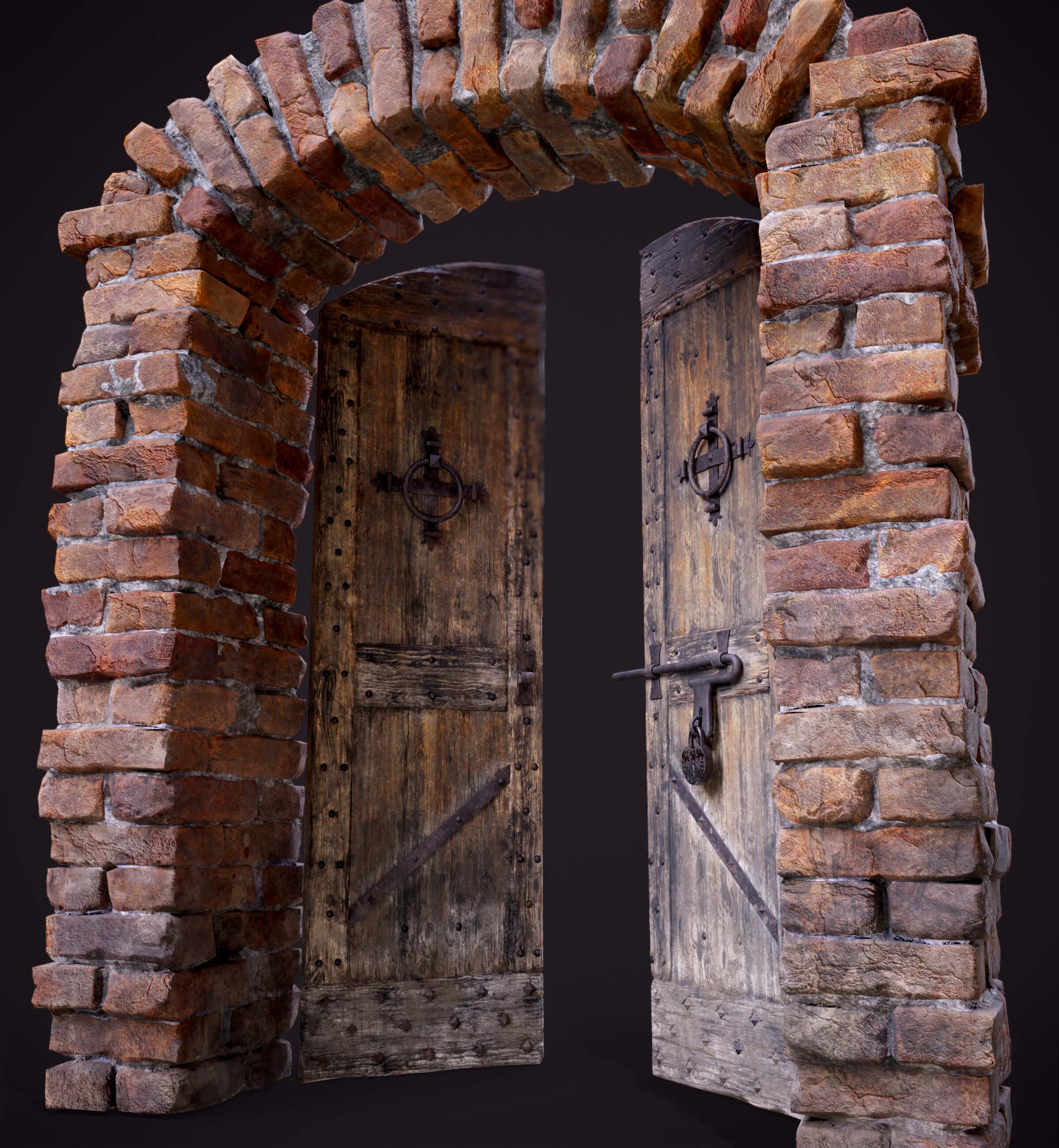 Old Medieval Door with Brick Arch - 3D Model by Gilded 8