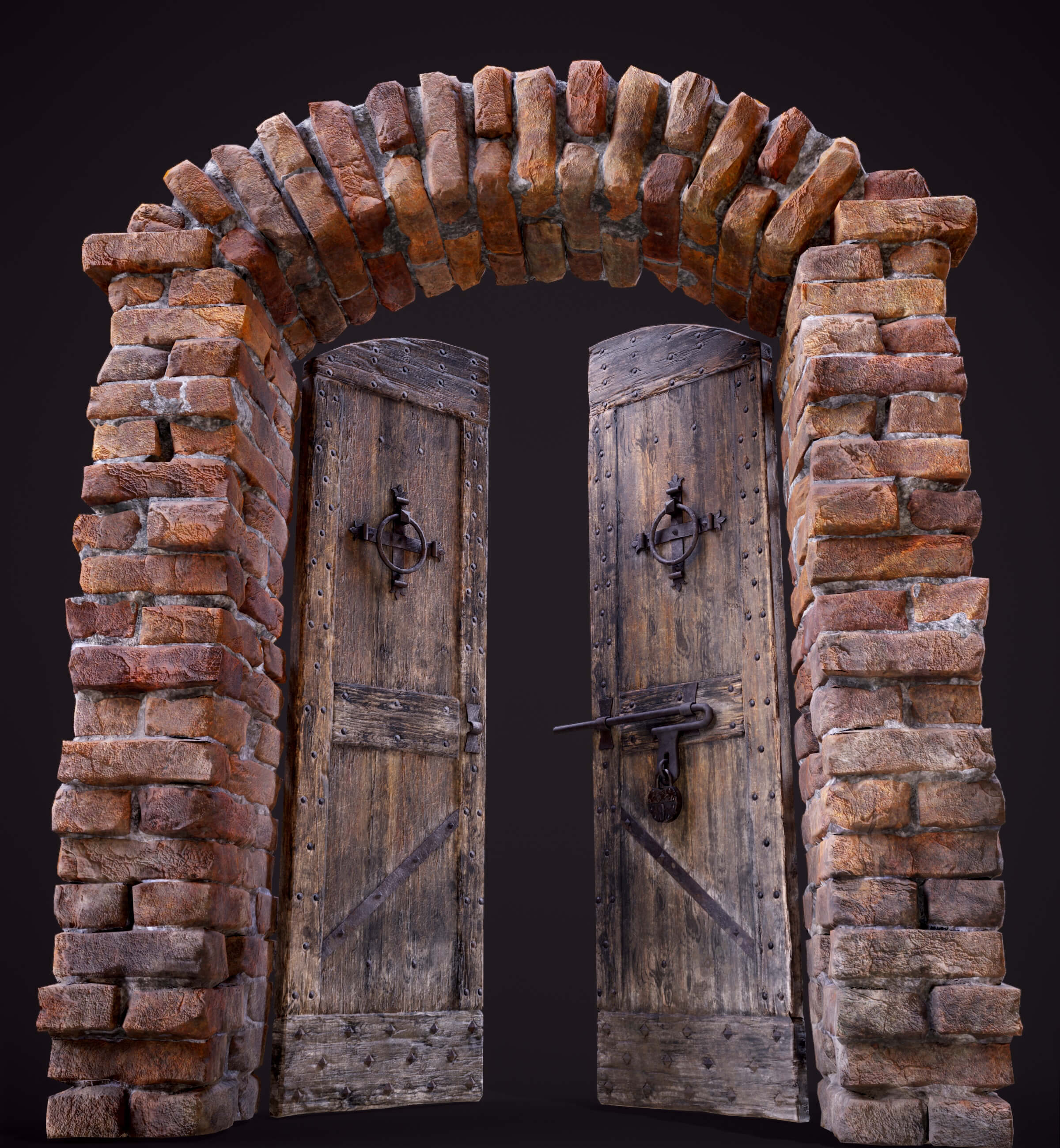 Old Medieval Door with Brick Arch - 3D Model by Gilded 8