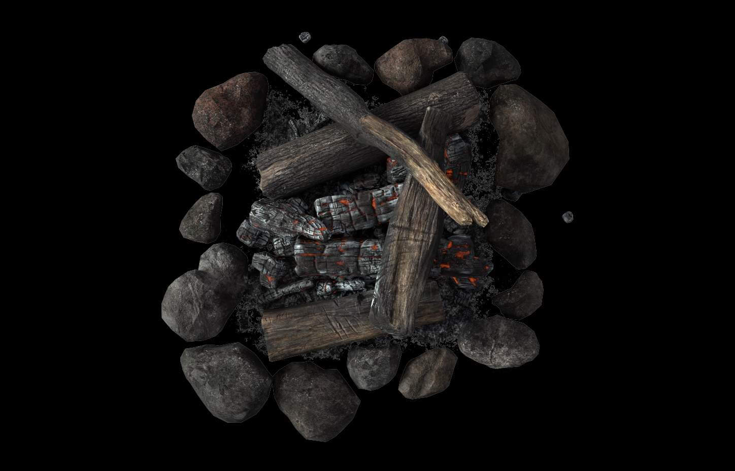The Bonfire Fire Pit with Logs and Rocks - 3D Model by Gilded 8