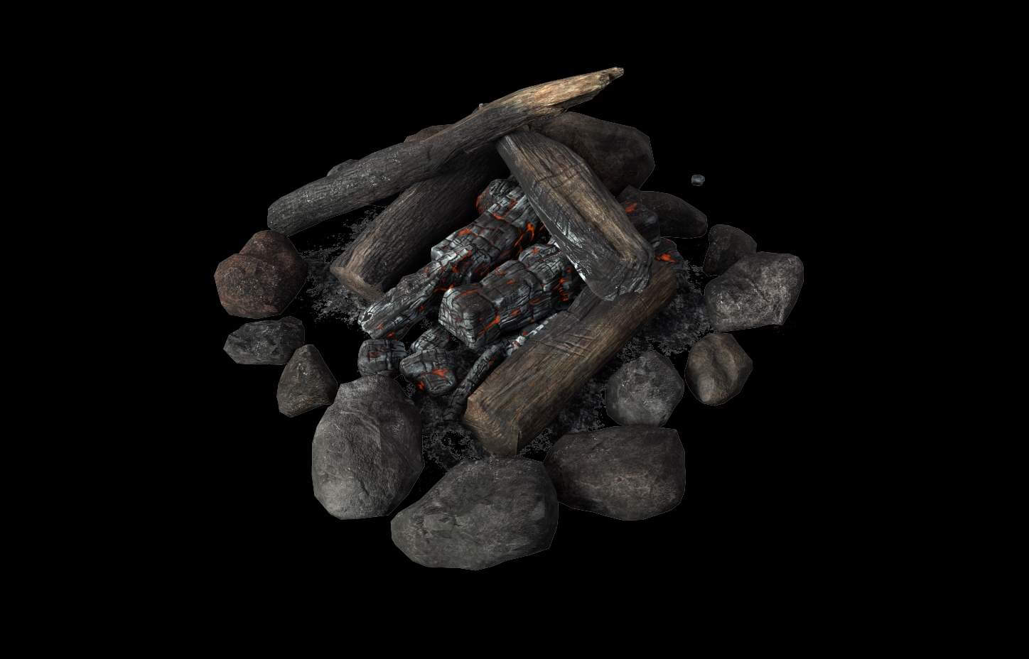 The Bonfire Fire Pit with Logs and Rocks - 3D Model by Gilded 8