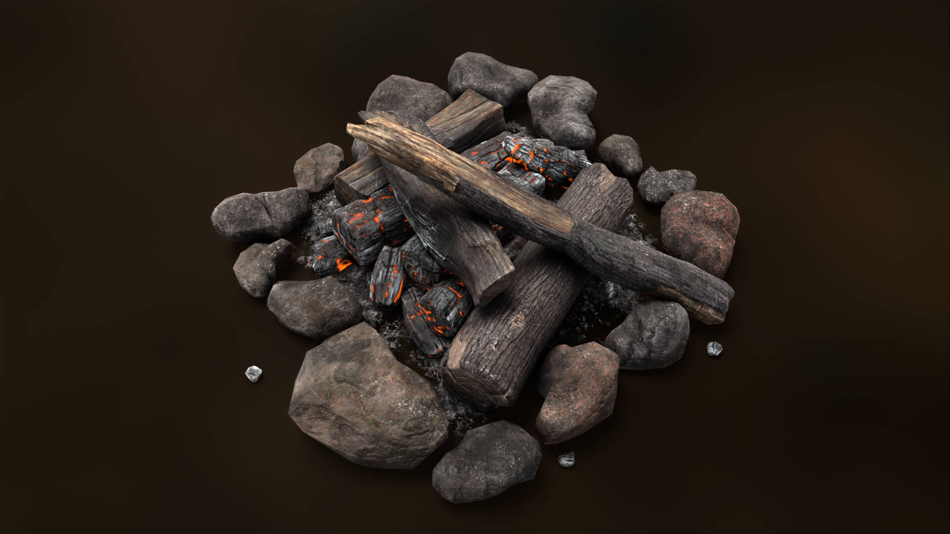 The Bonfire Fire Pit with Logs and Rocks - 3D Model by Gilded 8