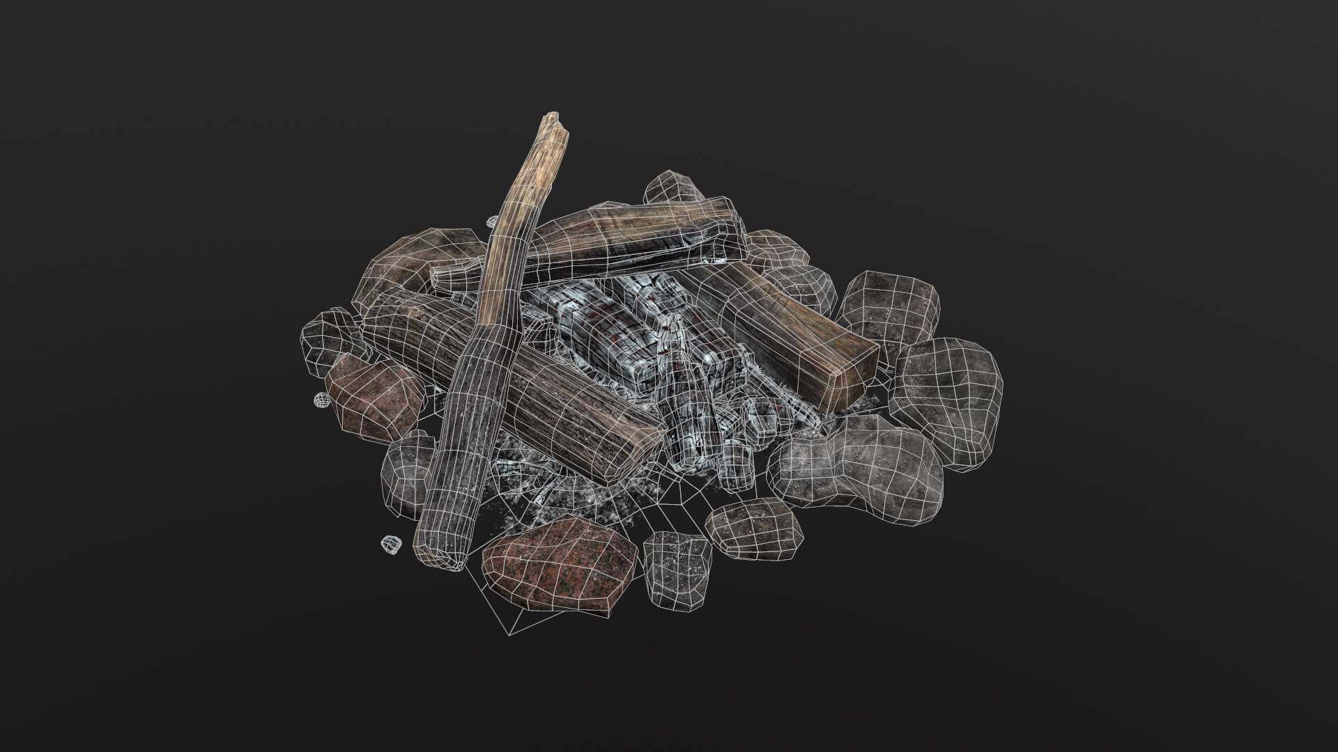 The Bonfire Fire Pit with Logs and Rocks - 3D Model by Gilded 8