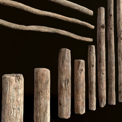 Wooden Poles - 3D Model by Gilded 8