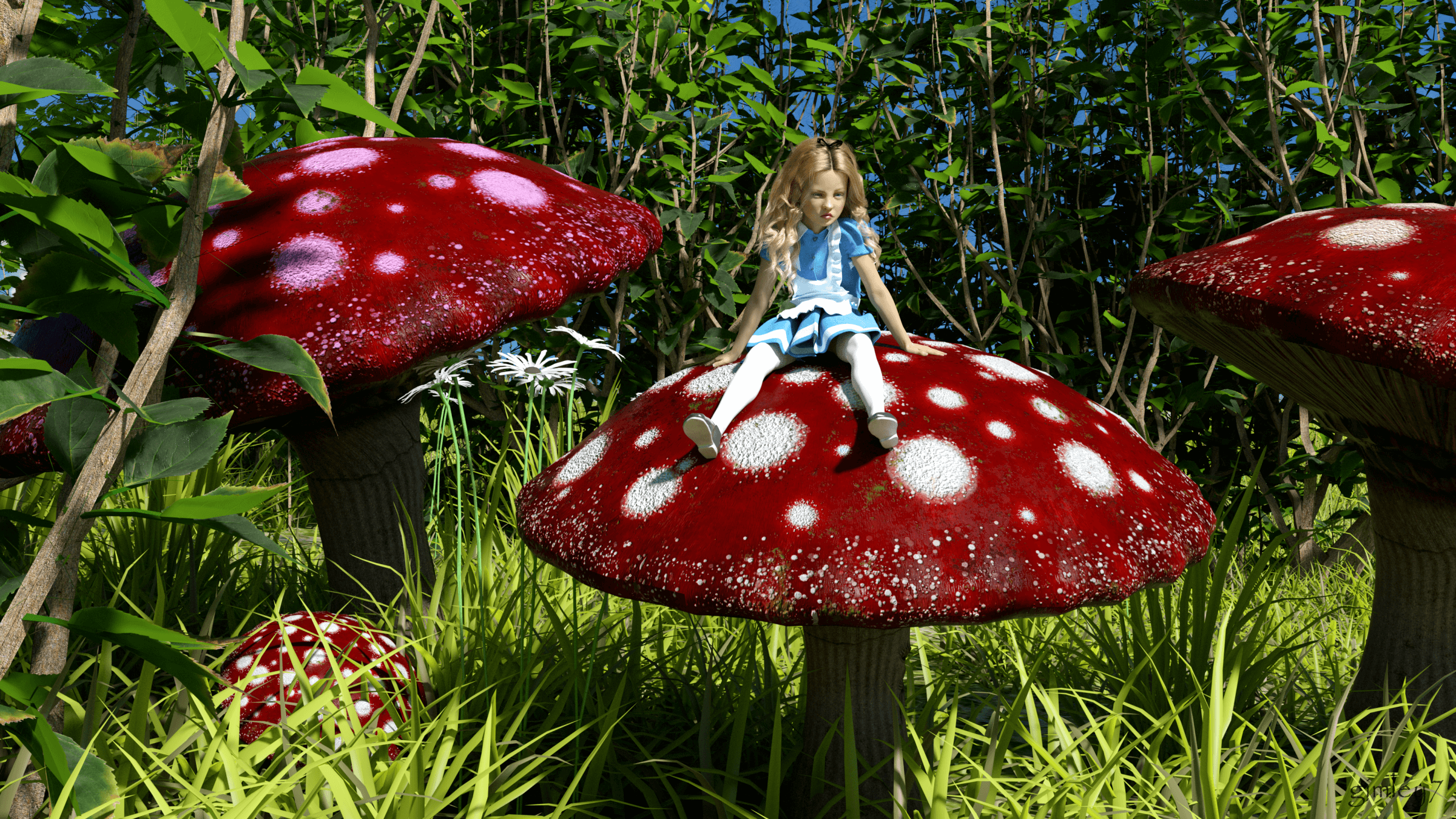 Alice In Wonderland 3D Render, Digital Art by gimley