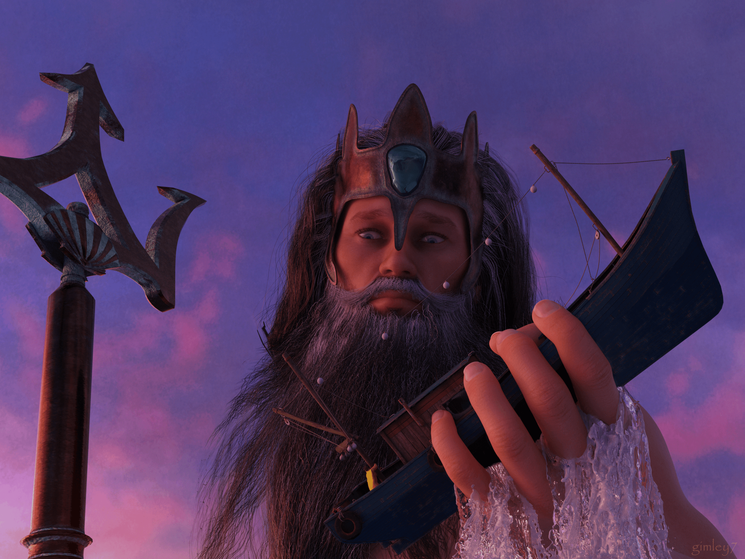 Poseidon 3D Render, Digital Art by gimley