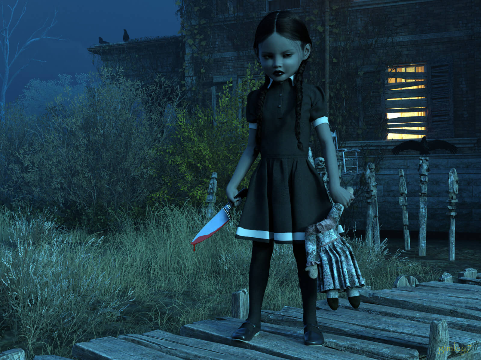 Wednesday 3D Desktop HD Wallpaper