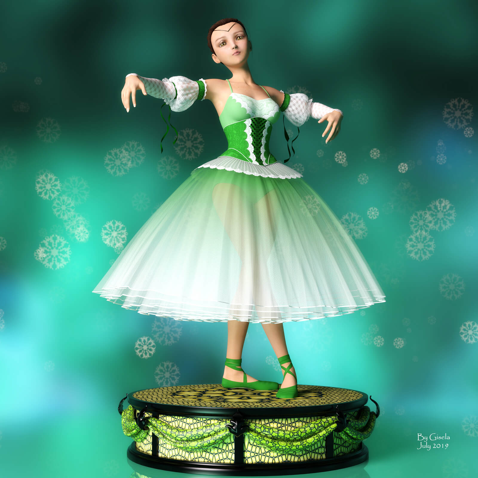 Aiko 3 Ballerina 3D Render, Digital Art by Gise