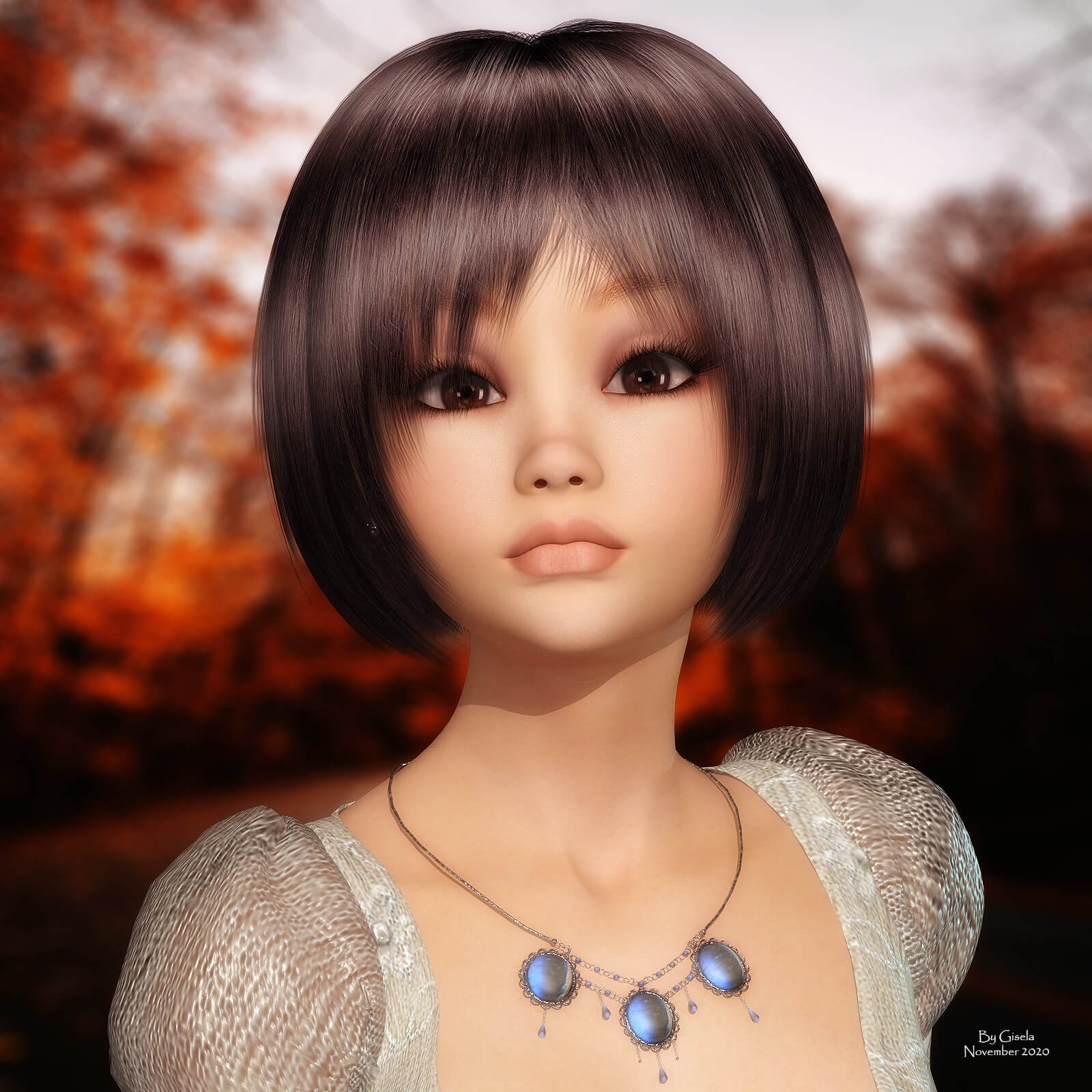 Aiko 3 Portrait 3D Render, Digital Art by Gise