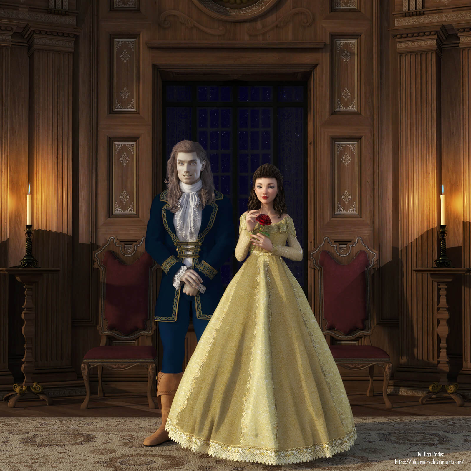 Beauty and The Beast 3D Render, Digital Art by Gise