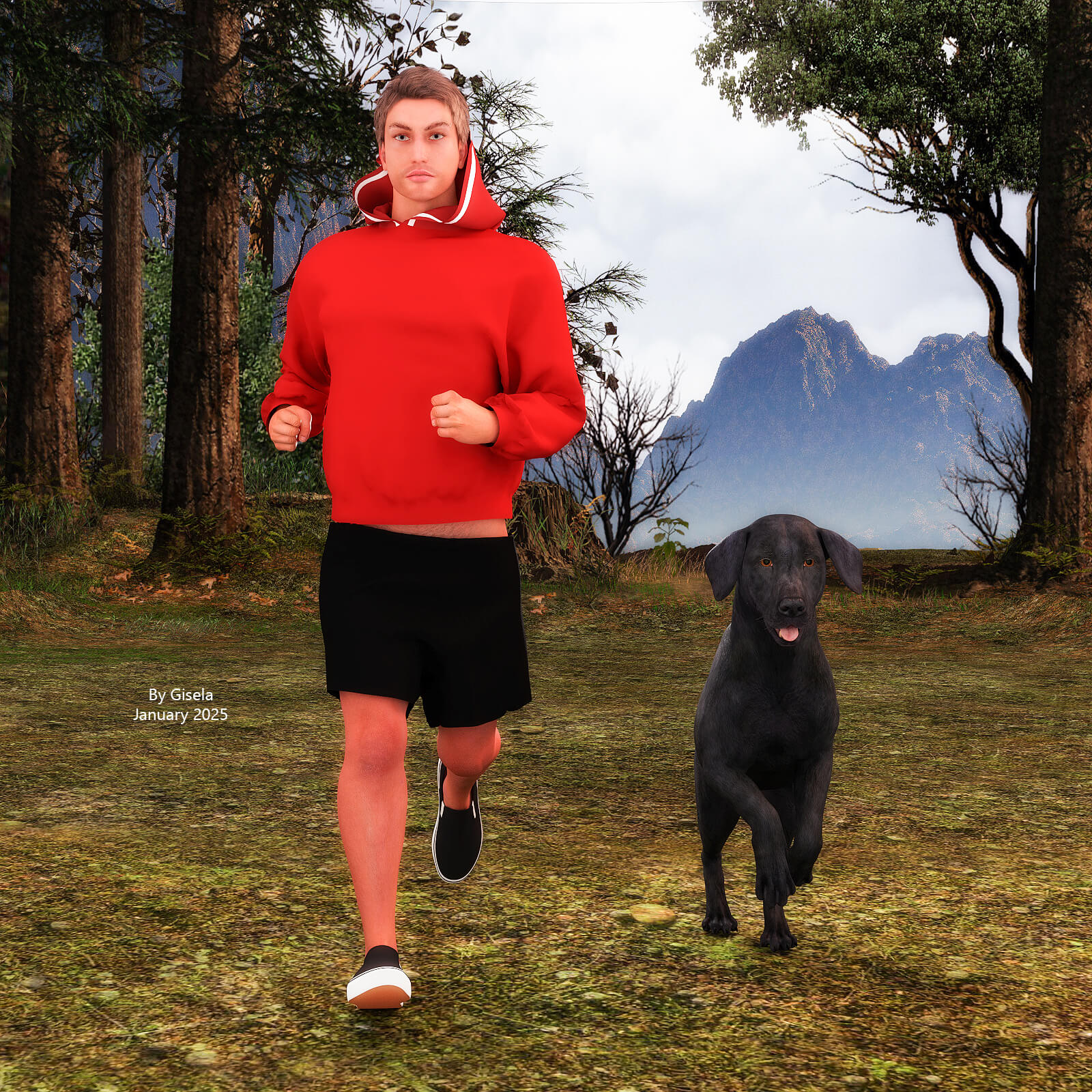 Billie Running 3D Render, Digital Art by Gise