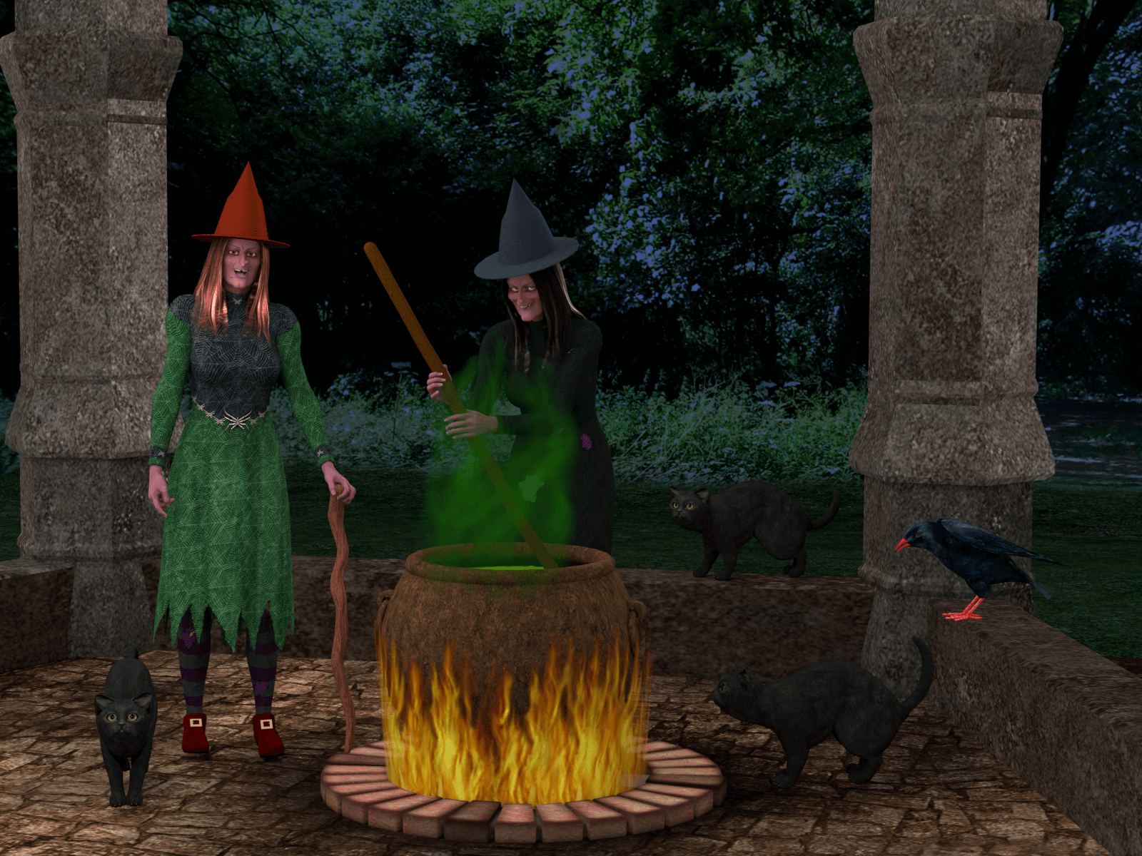 Faery Tale Witchs 3D Render, Digital Art by Gise