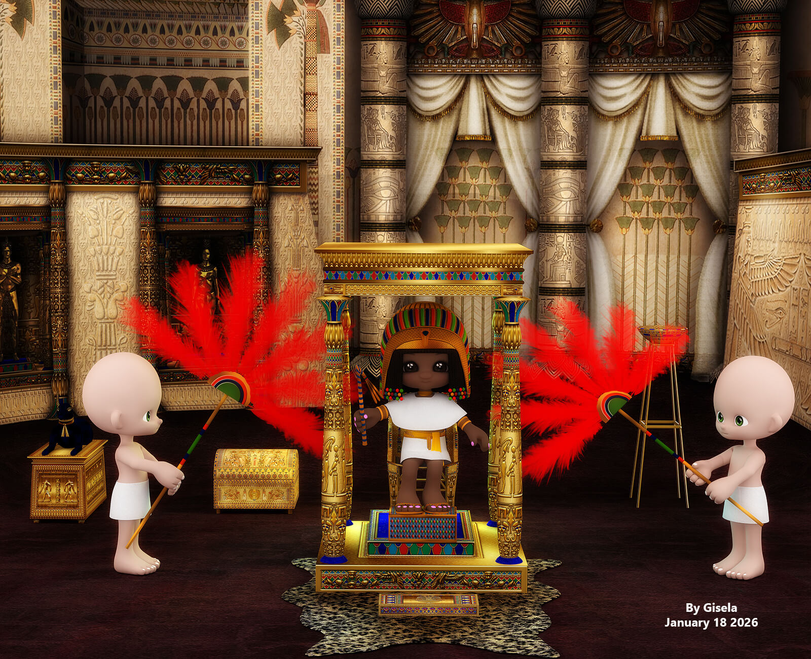 Gummy Egyptian 3D Render, Digital Art by Gise
