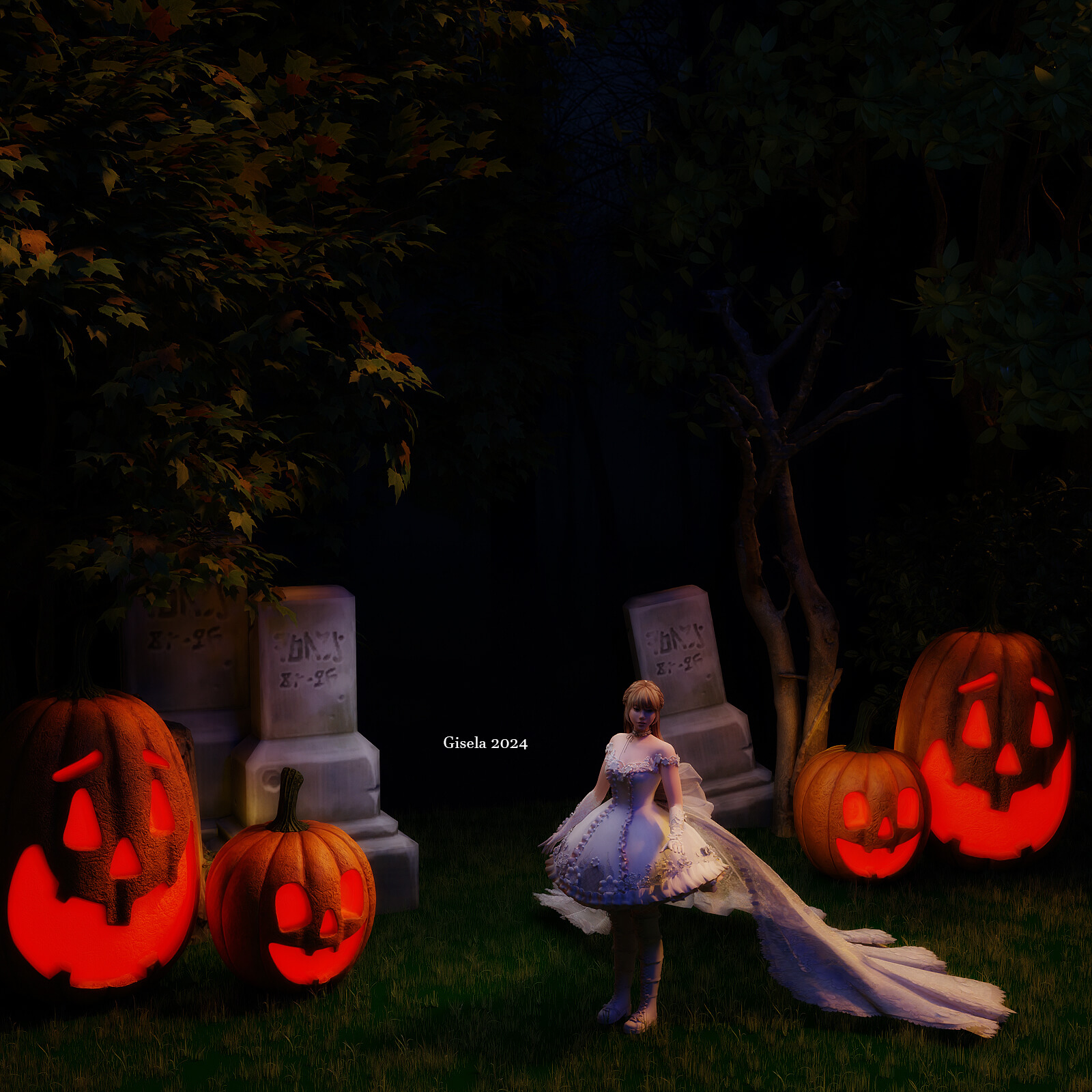Halloween Bride 3D Render, Digital Art by Gise