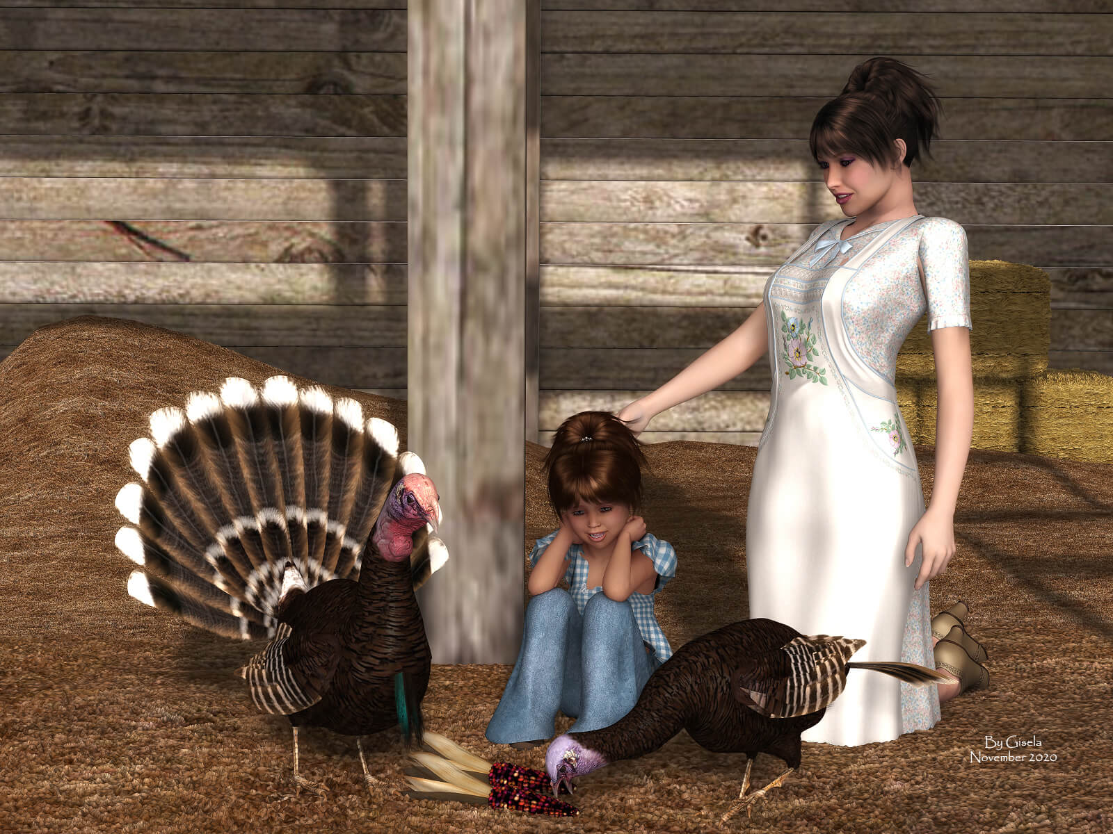 Happy Thanksgiving 3D Render, Digital Art by Gise