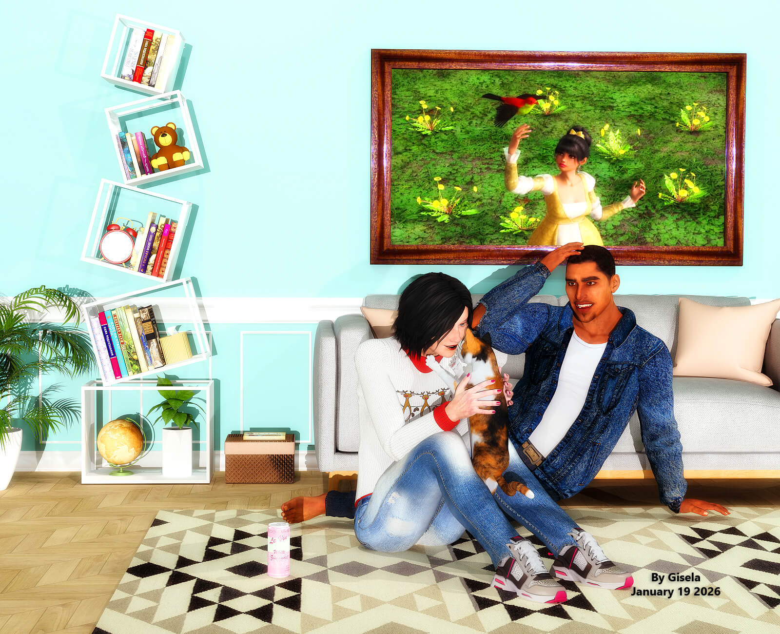 Loving Misu 3D Render, Digital Art by Gise