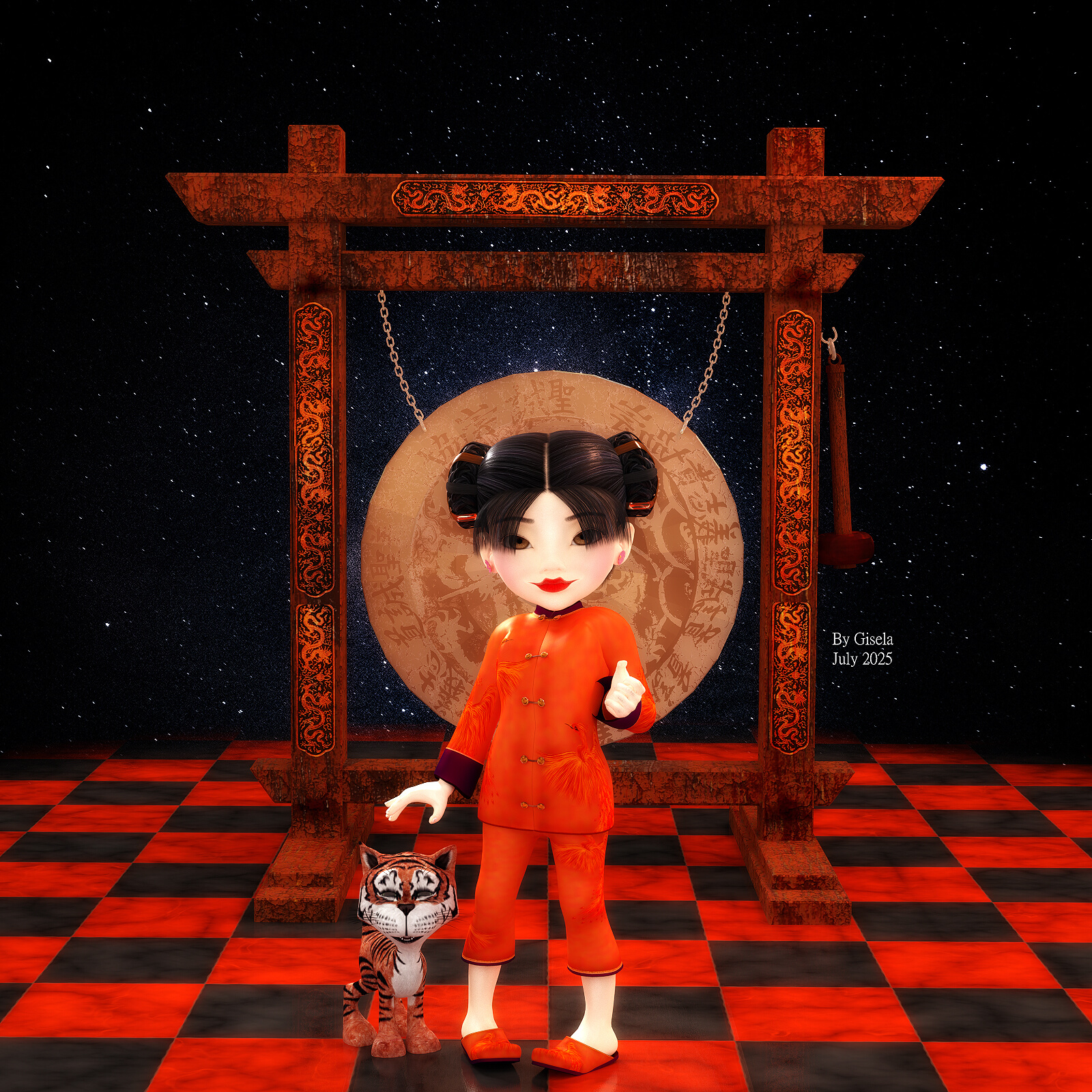 Oriental Kiki 3D Render, Digital Art by Gise