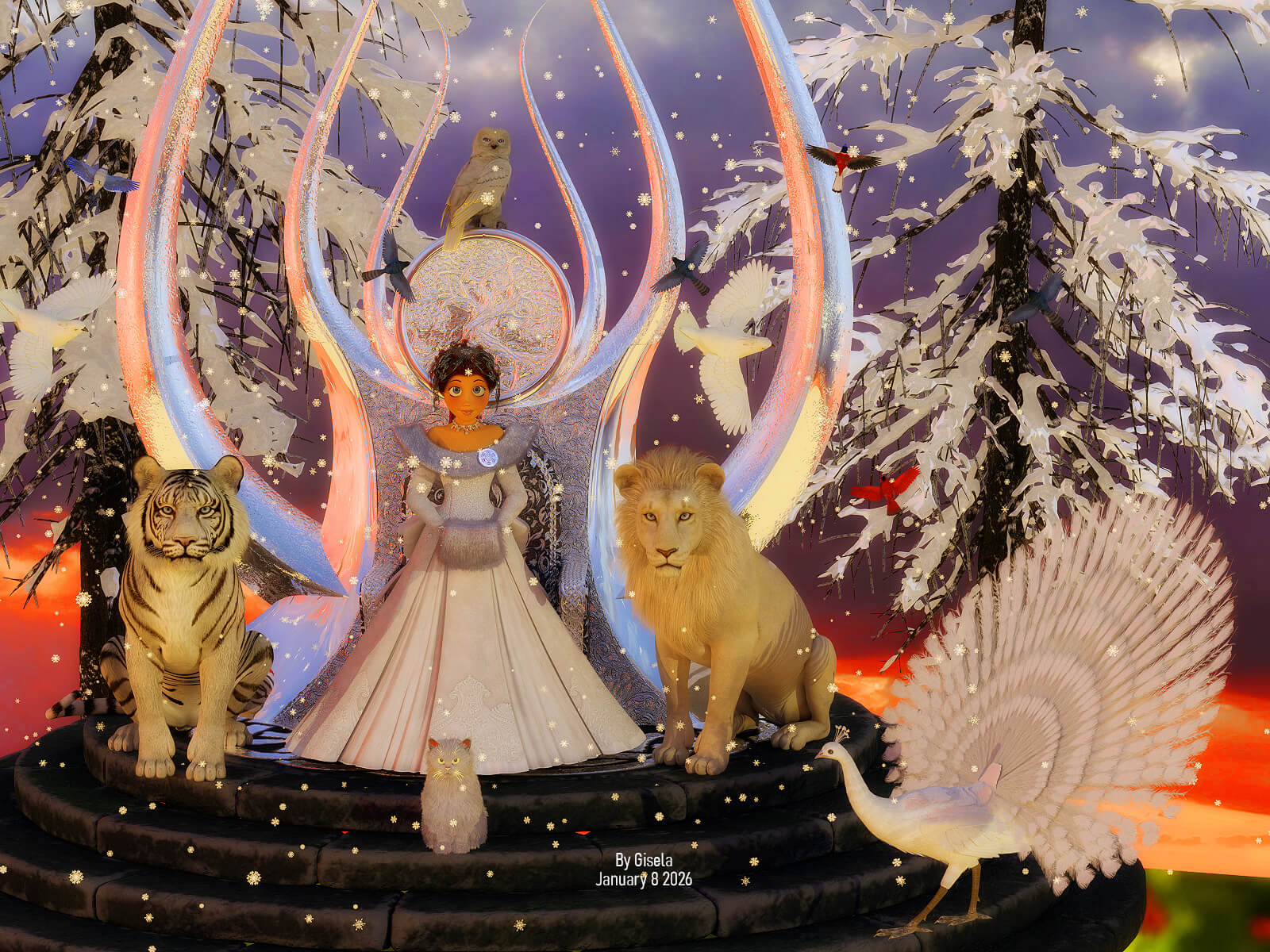 Princess of the Snow Forest 3D Render, Digital Art by Gise