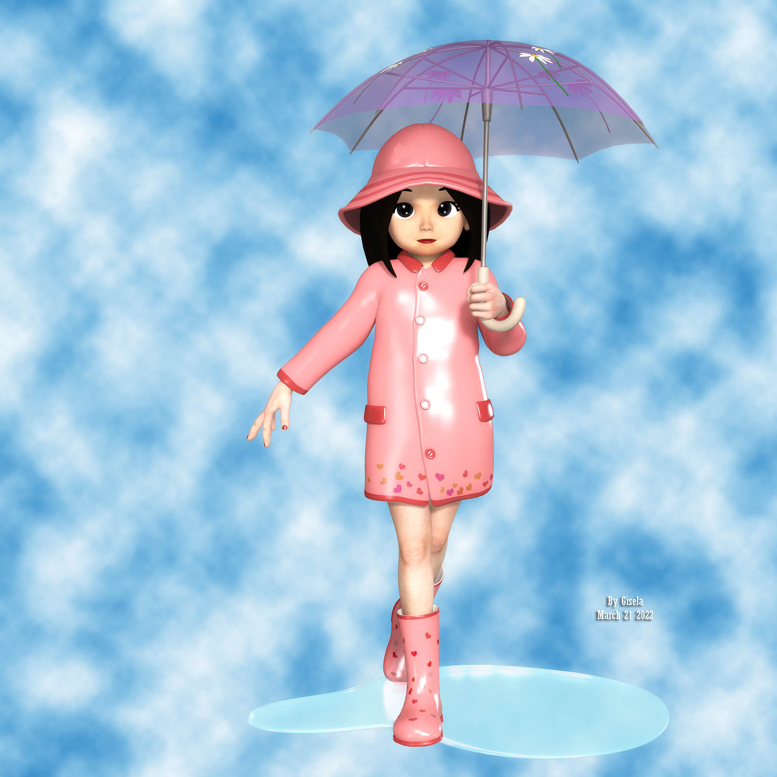 Rain 3D Render, Digital Art by Gise