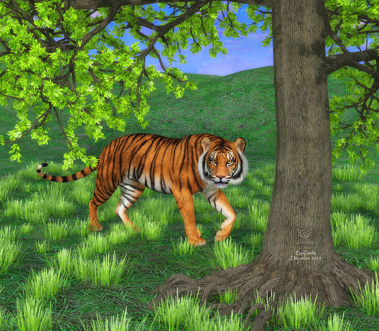 Tiger 3D Render, Digital Art by Gise