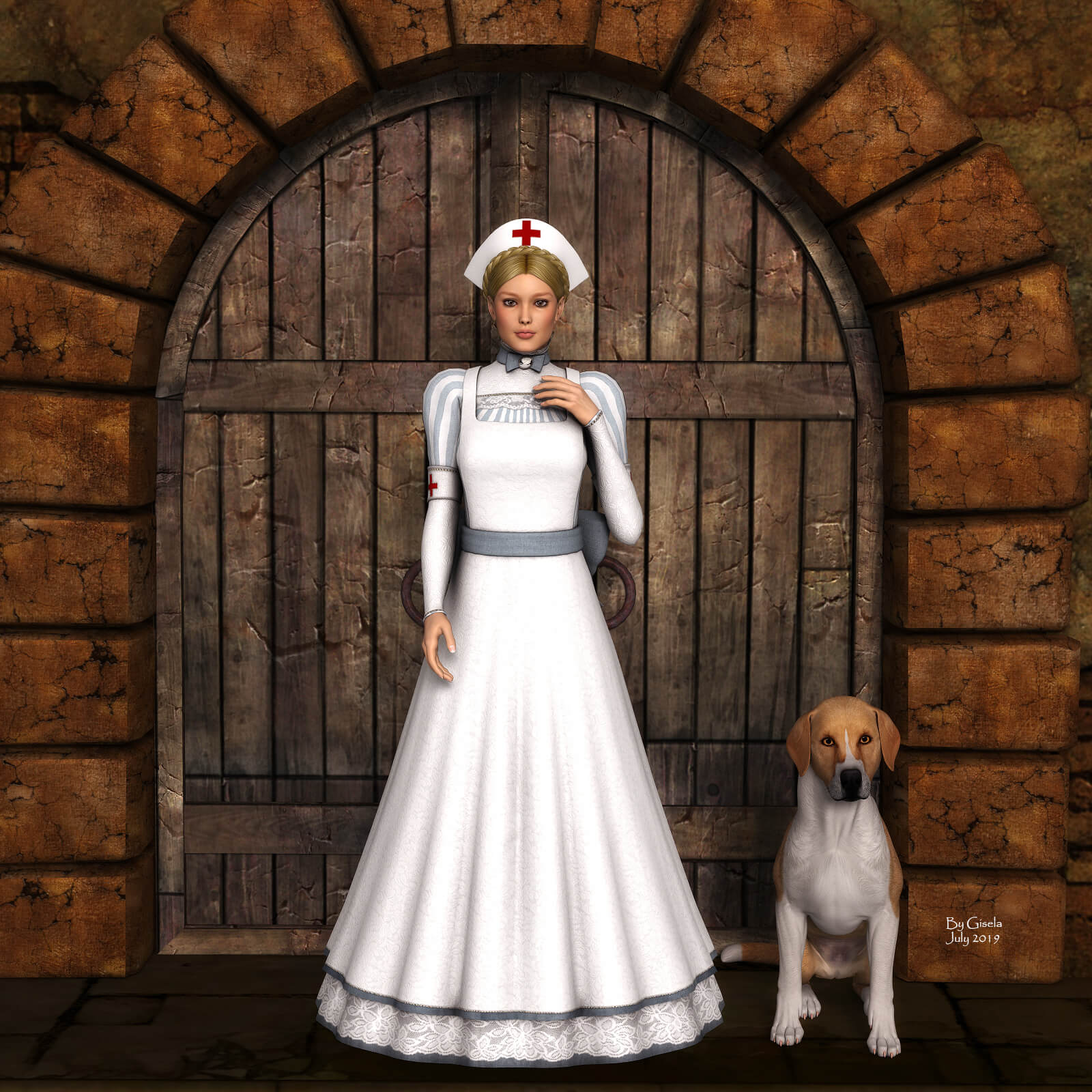 Victorian Nurse 3D Render, Digital Art by Gise